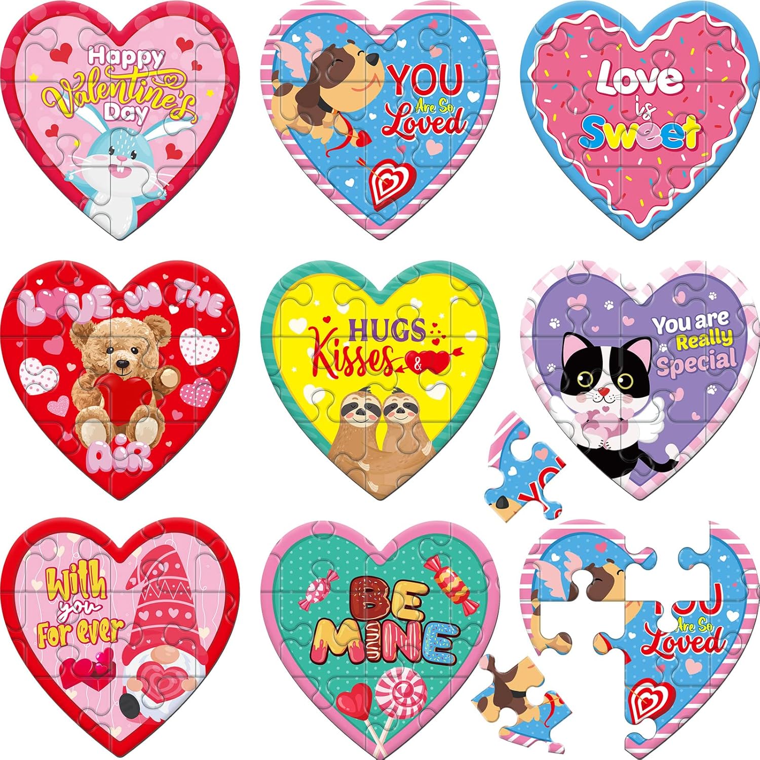 Amazon.com: 40 Packs Valentine‘s Day Heart Shape Puzzles Valentine ...