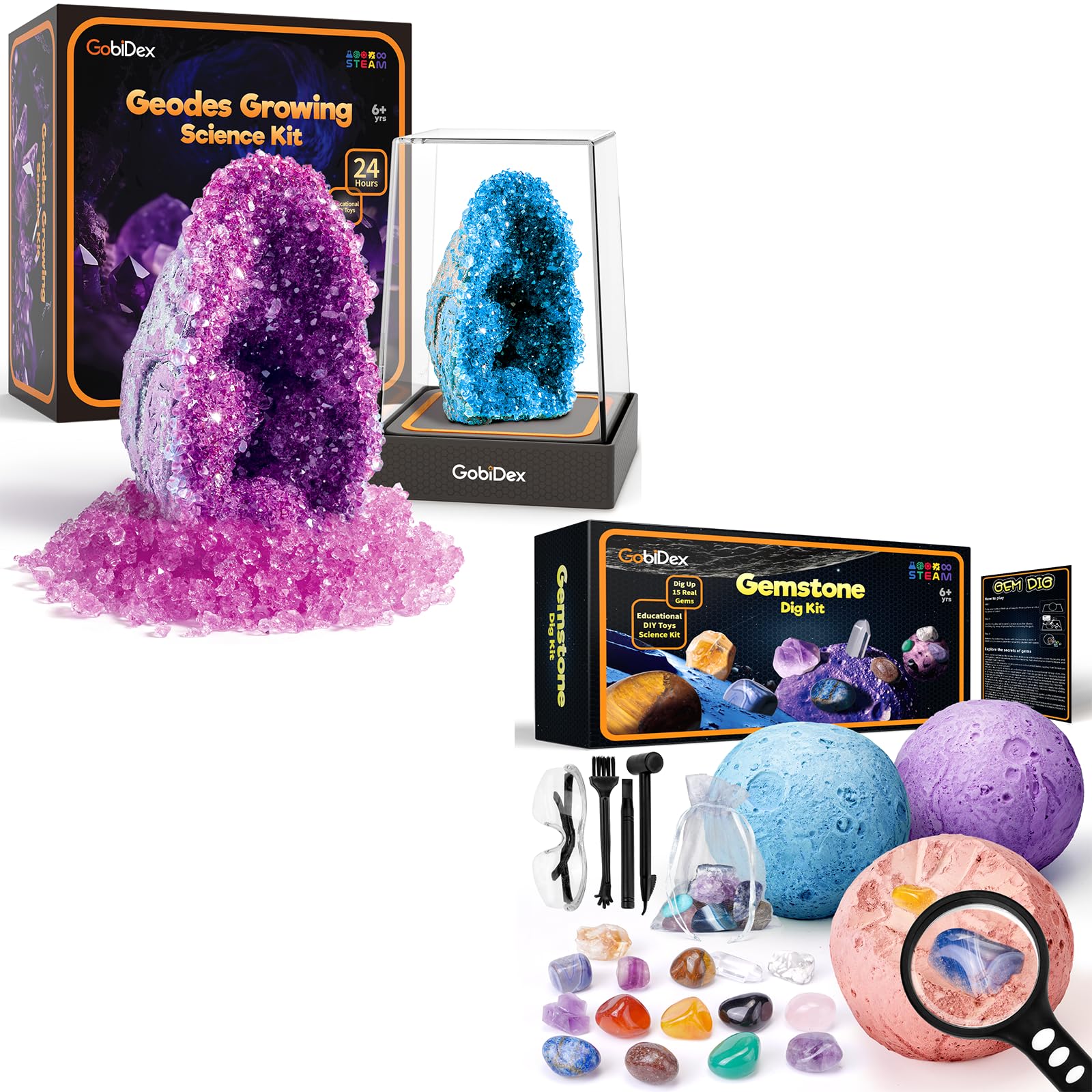 Amazon.com: GobiDex Geodes Growing Science Kit & Gemstones Dig Kit ...