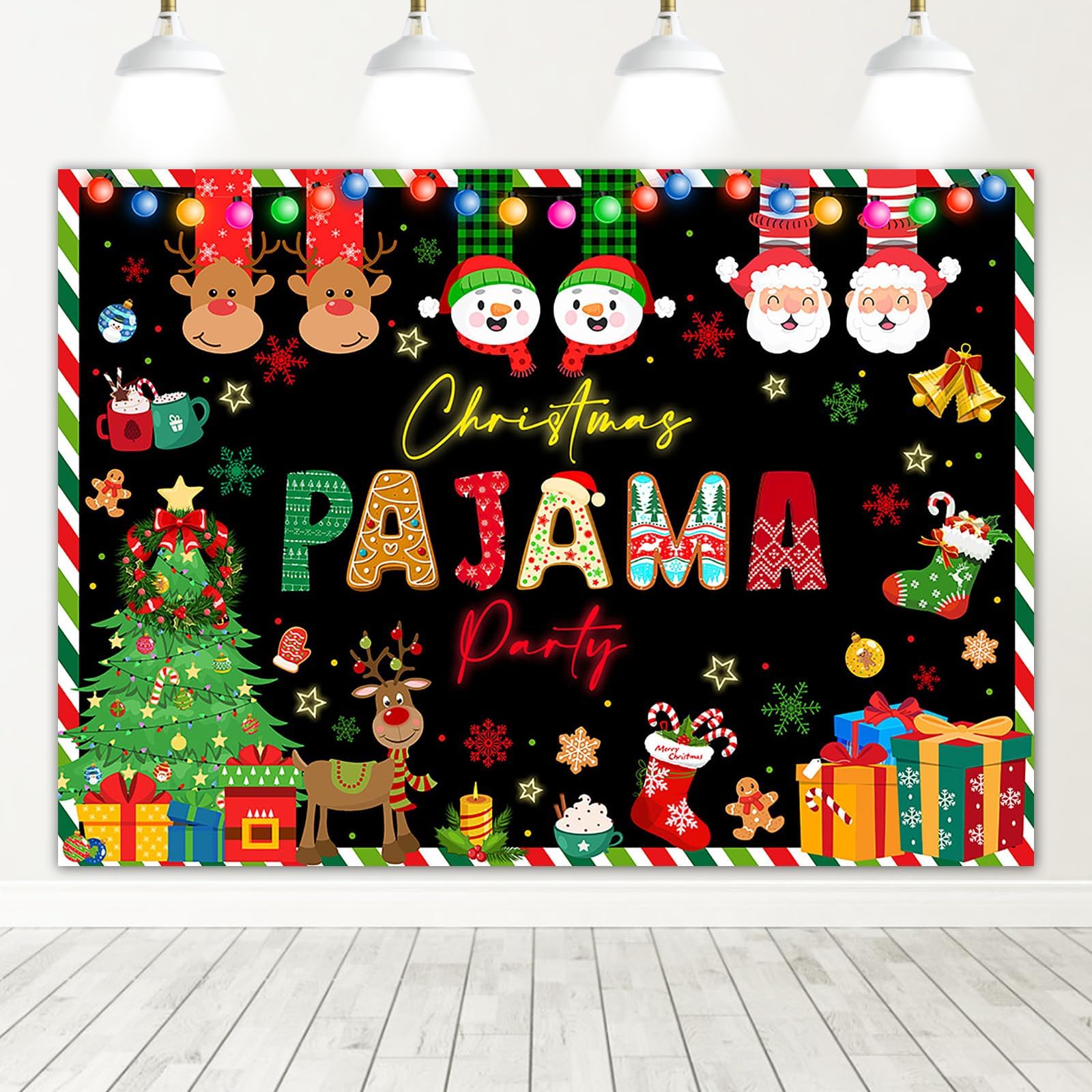 Amazon.com : Avezano Christmas Pajamas Backdrop Pajama Party Backdrops ...