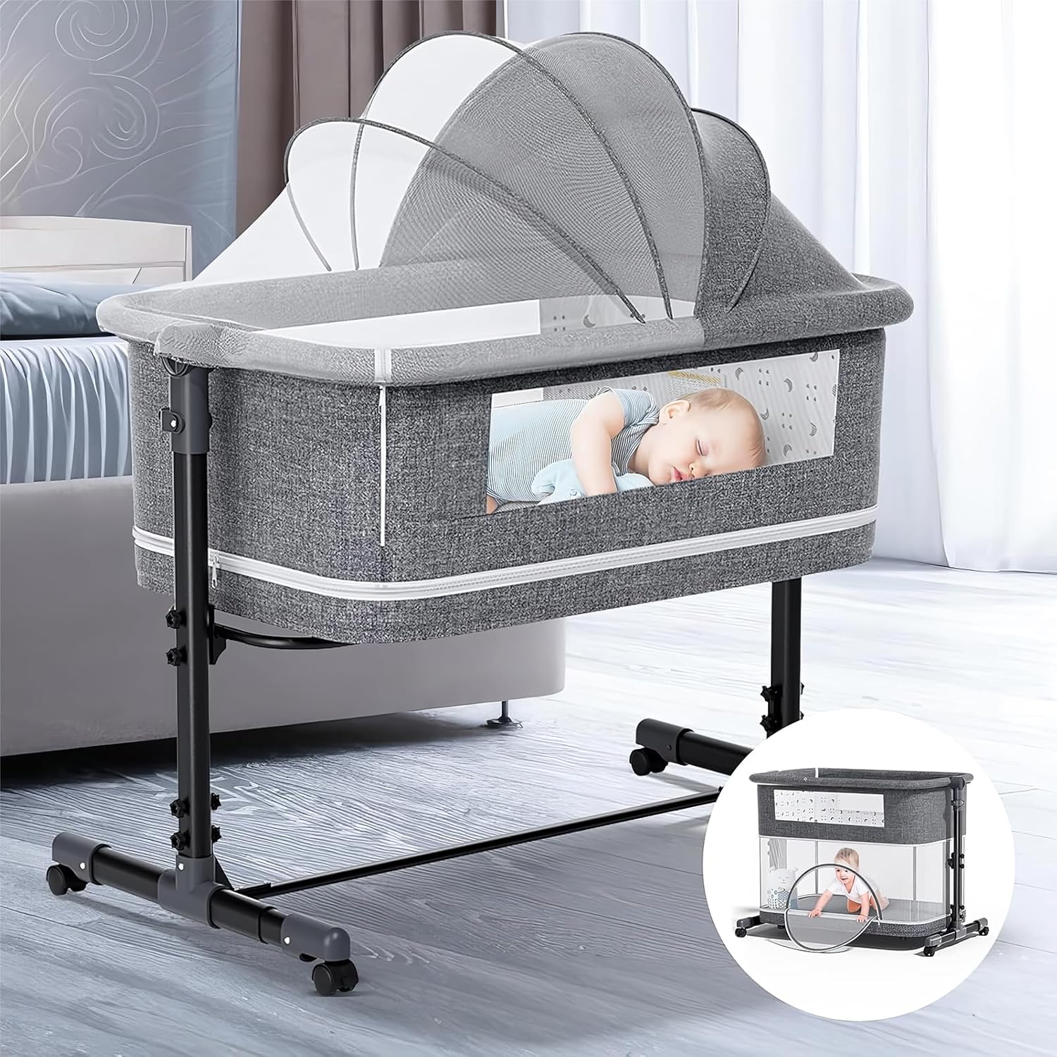 Amazon.com: Ixdregan 3 in 1 Bassinet - Baby Bassinet with Comfy ...