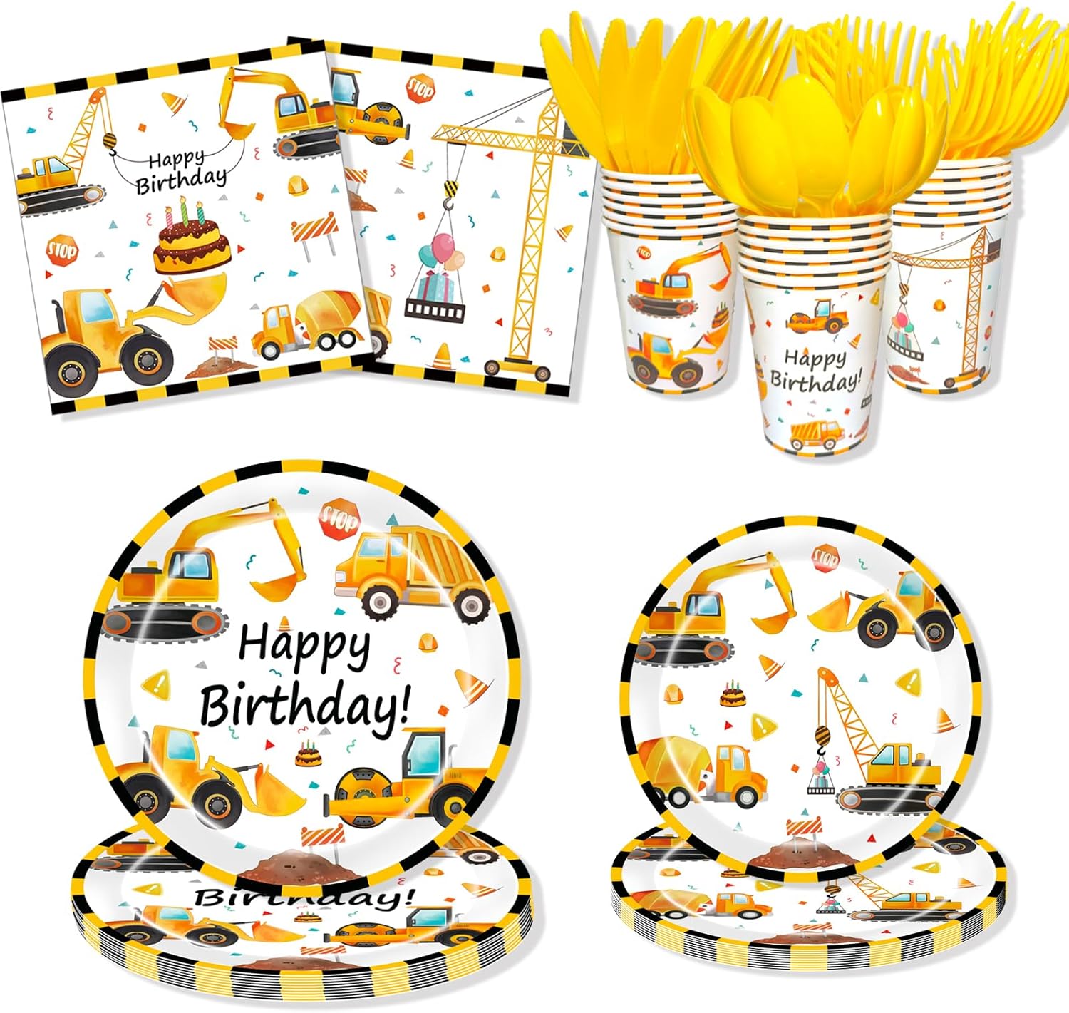 Amazon.com: Lyland Construction Birthday Party Supplies Construction ...