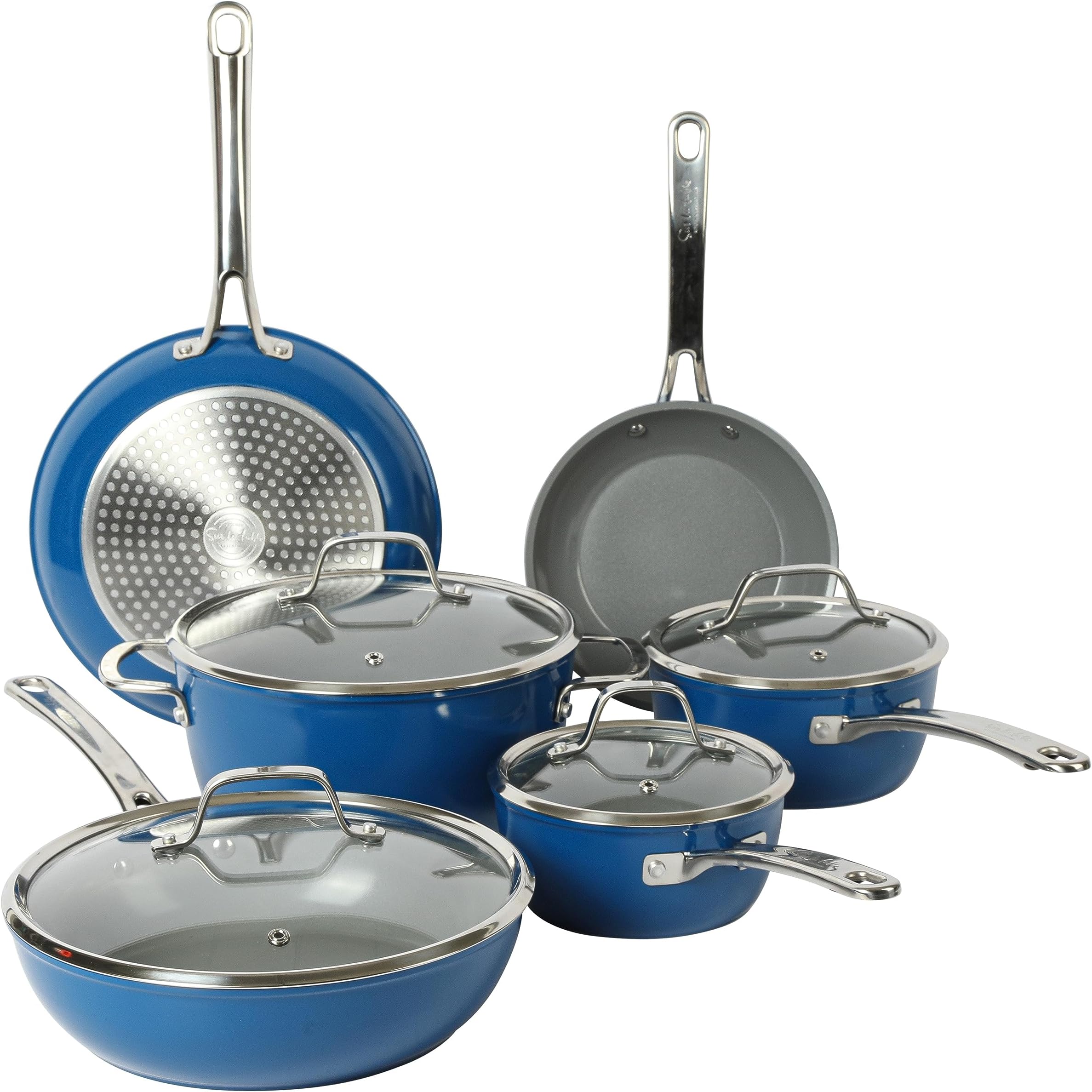 Amazon.com: Nuwave 7pc Cookware Set Healthy Duralon Blue Ceramic ...