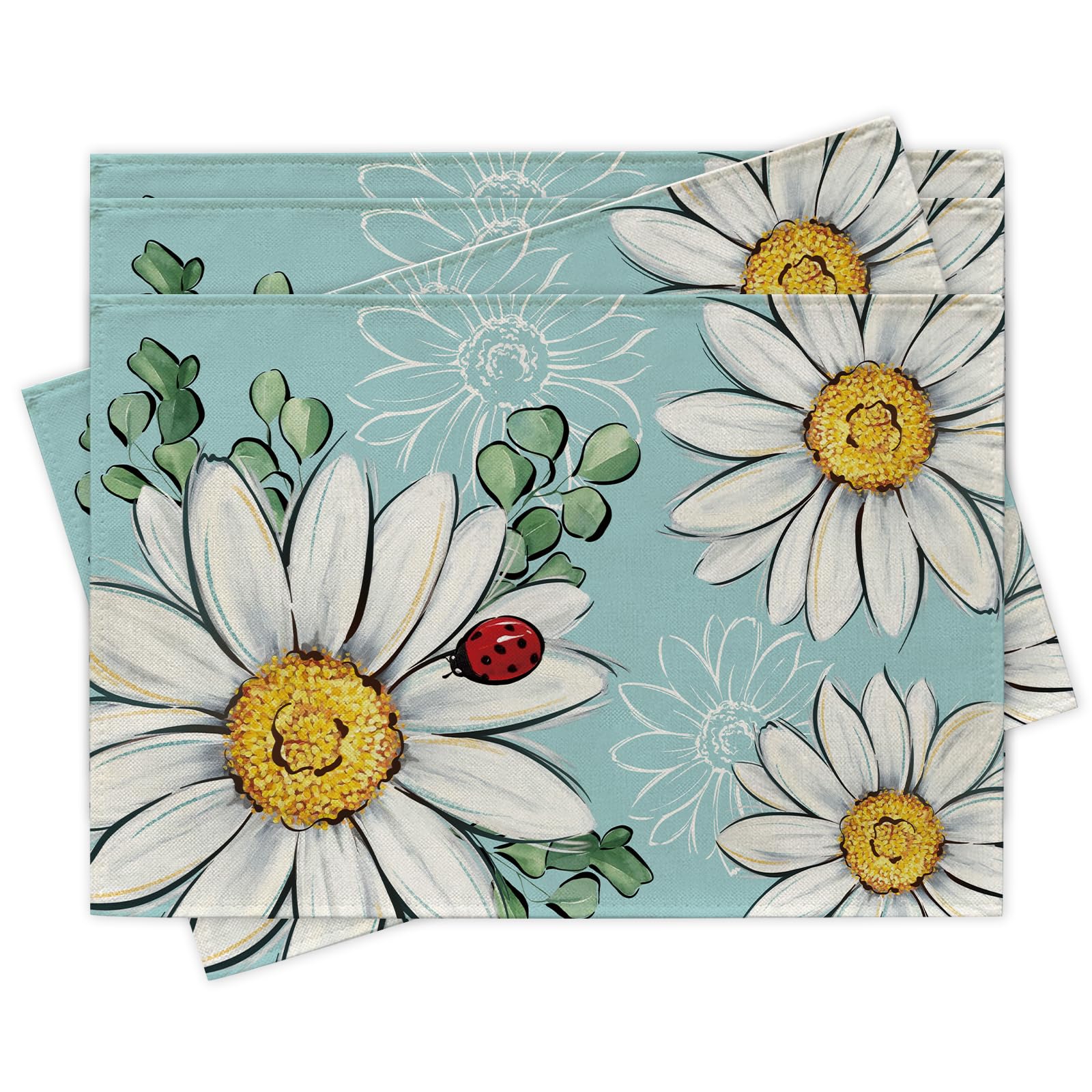 Amazon.com: Croar Spring Summer Daisy Flower Placemats Set of 4, Floral ...