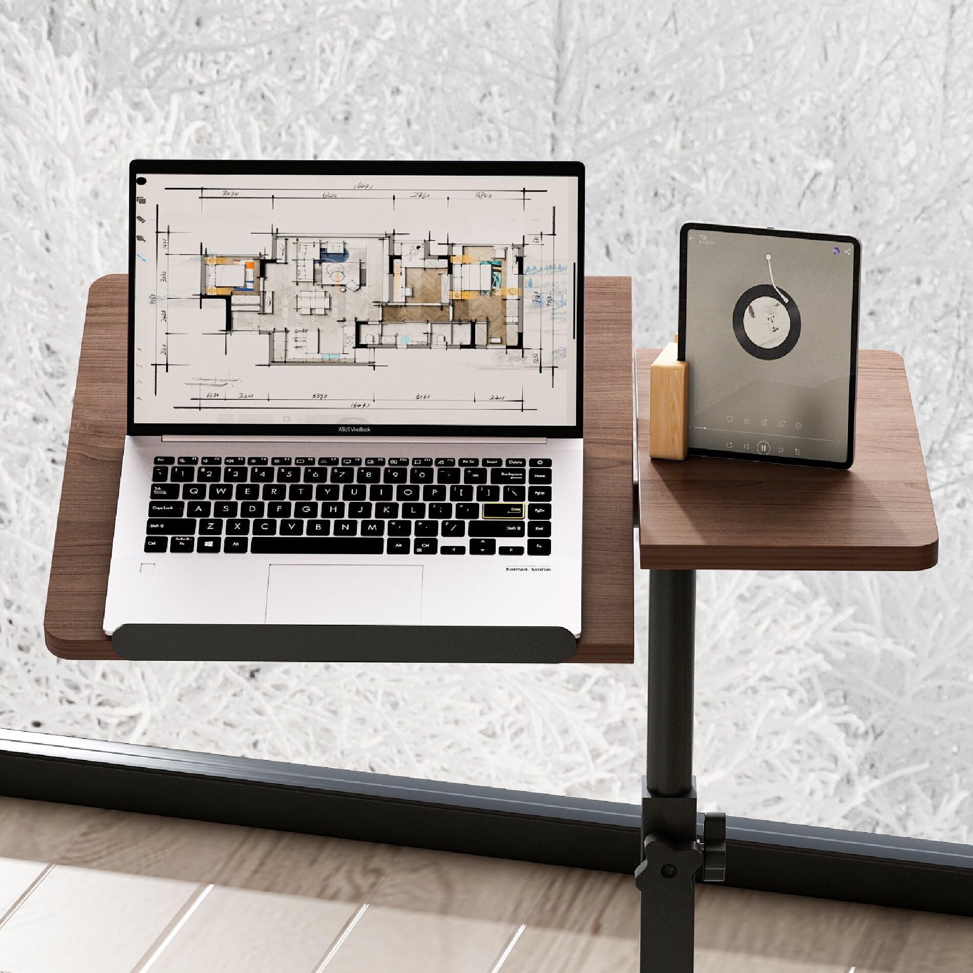 Snapklik.com : JXINONT Mobile Overbed Table Adjustable Bedside Desk ...