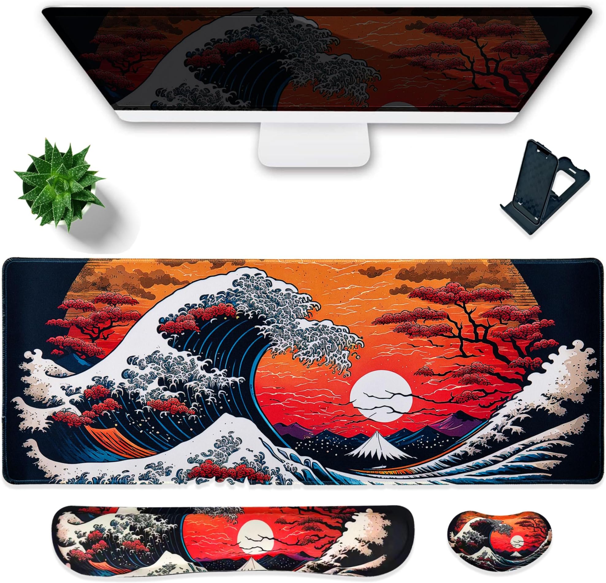 Amazon.com: AIMSA Keyboard Mouse Pad Wrist Rest Set, Large Gaming Mouse ...