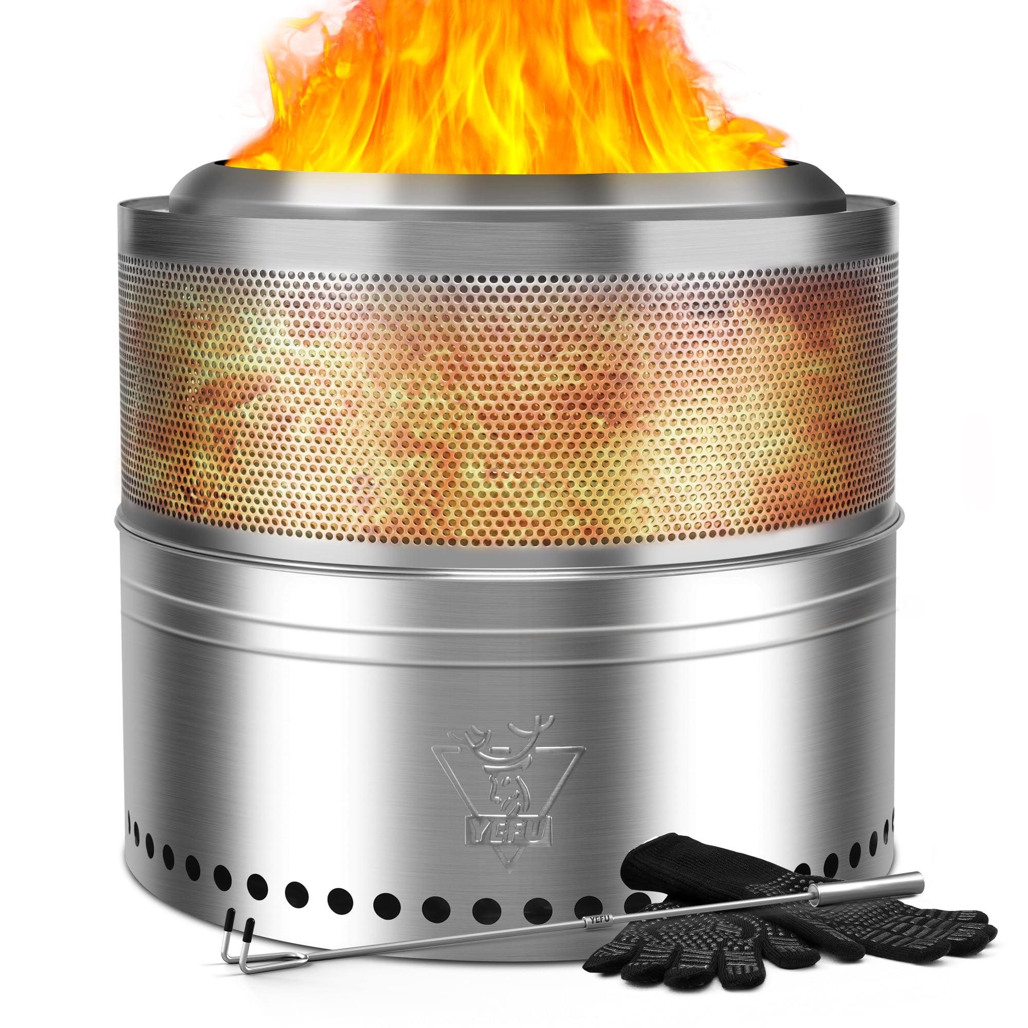 Snapklik.com : YEFU Fire Pit 18in Dia, Folding Smokeless Firepit, Wood ...