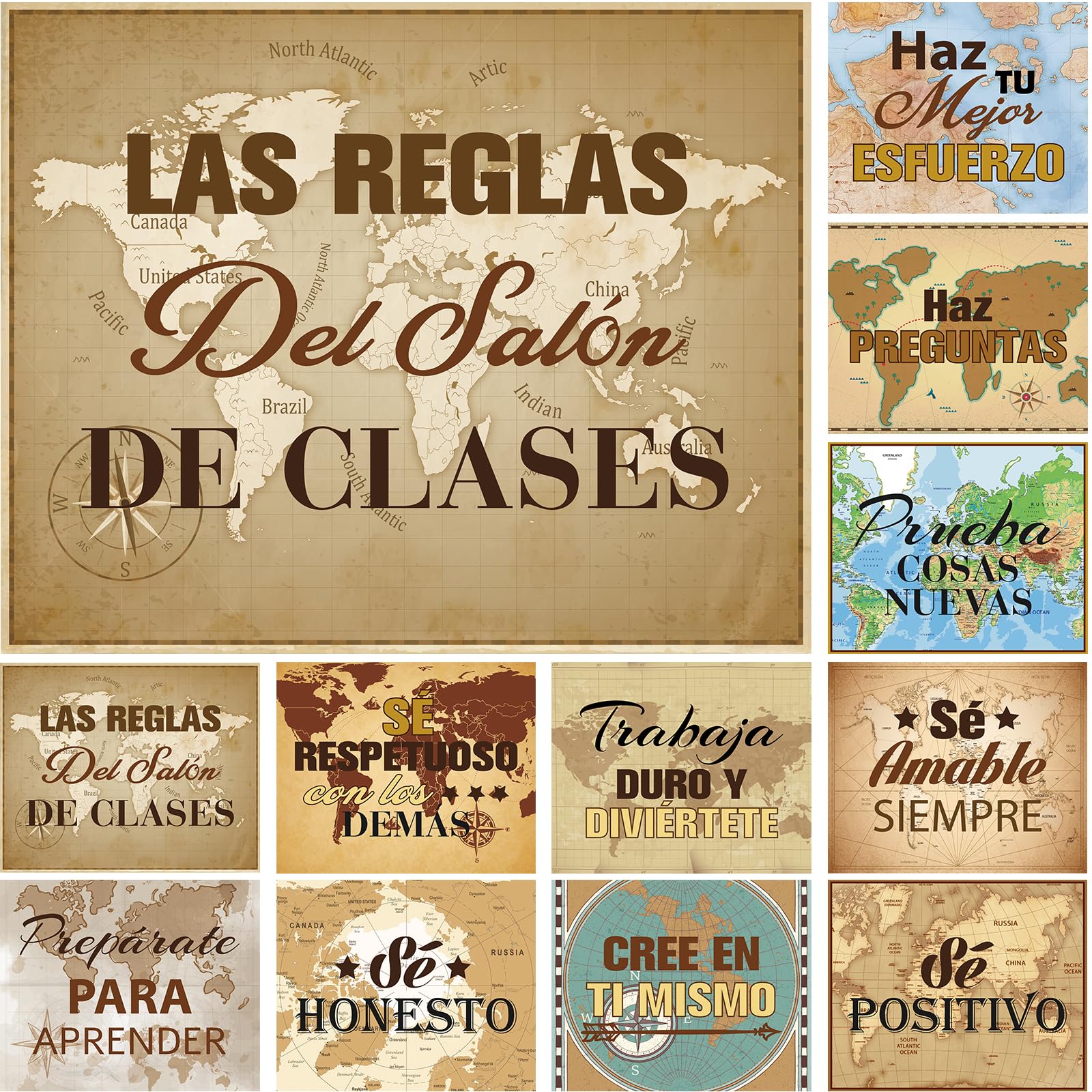 Amazon.com: Spanish Classroom Posters Decorations Motivational Posters ...