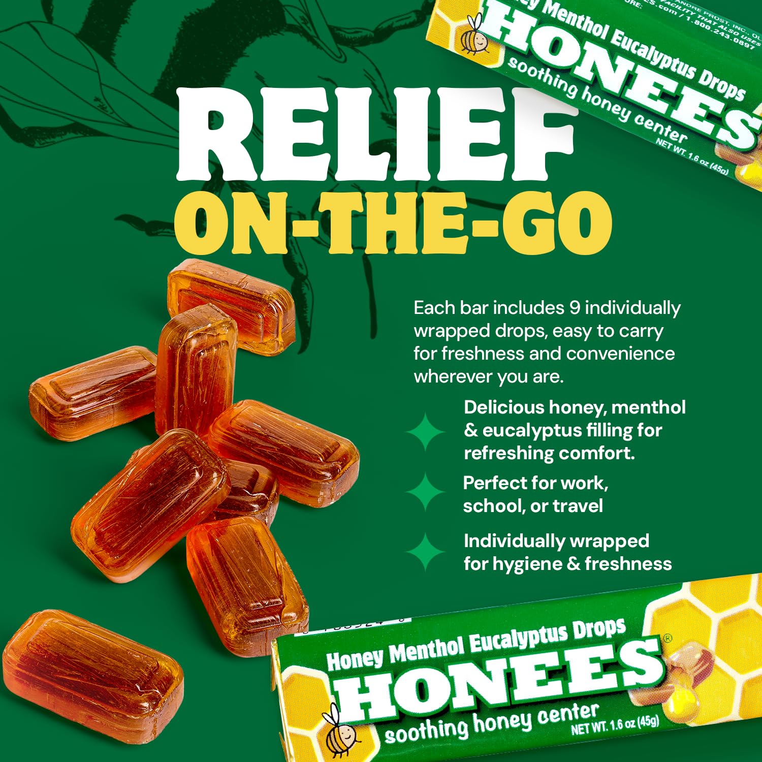 Snapklik.com : Honees Filled Menthol Cough Drops, Honey, Menthol ...
