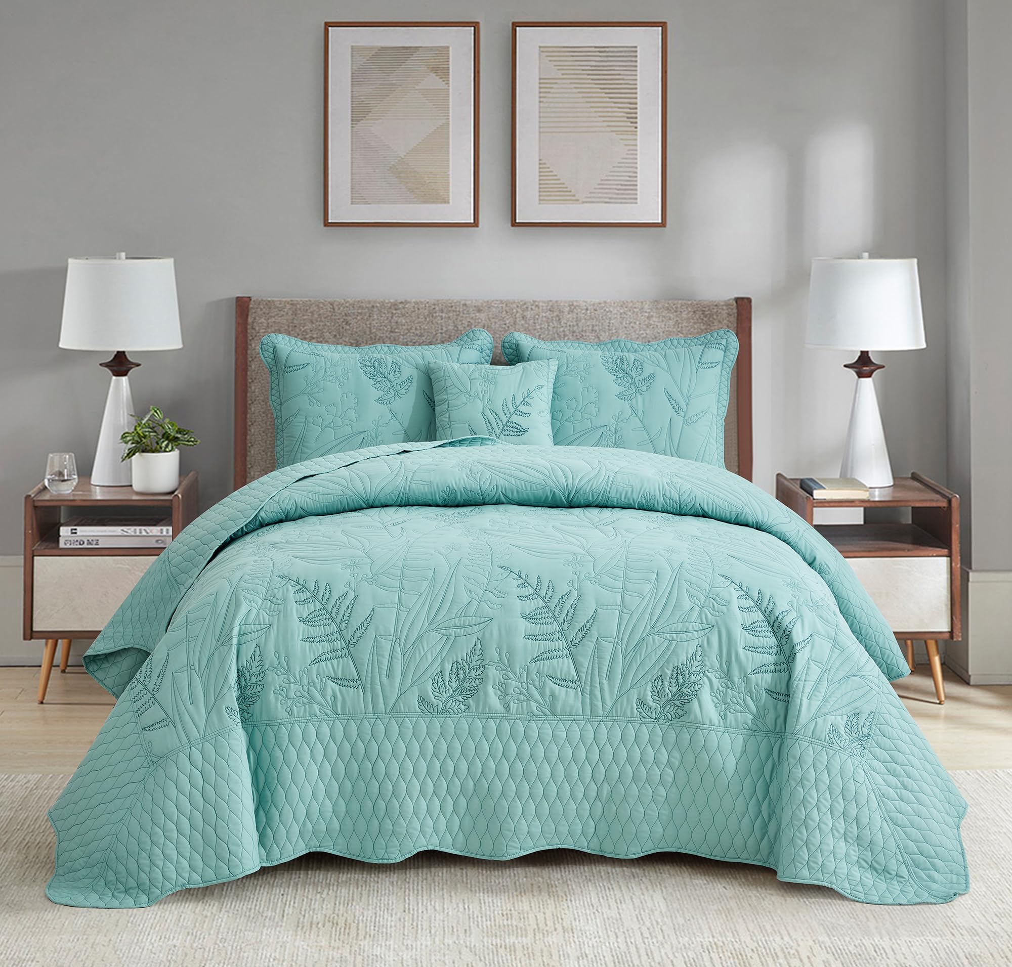 Amazon.com: DaisyHuang Botanical Oversized Bedspread Queen Size ...