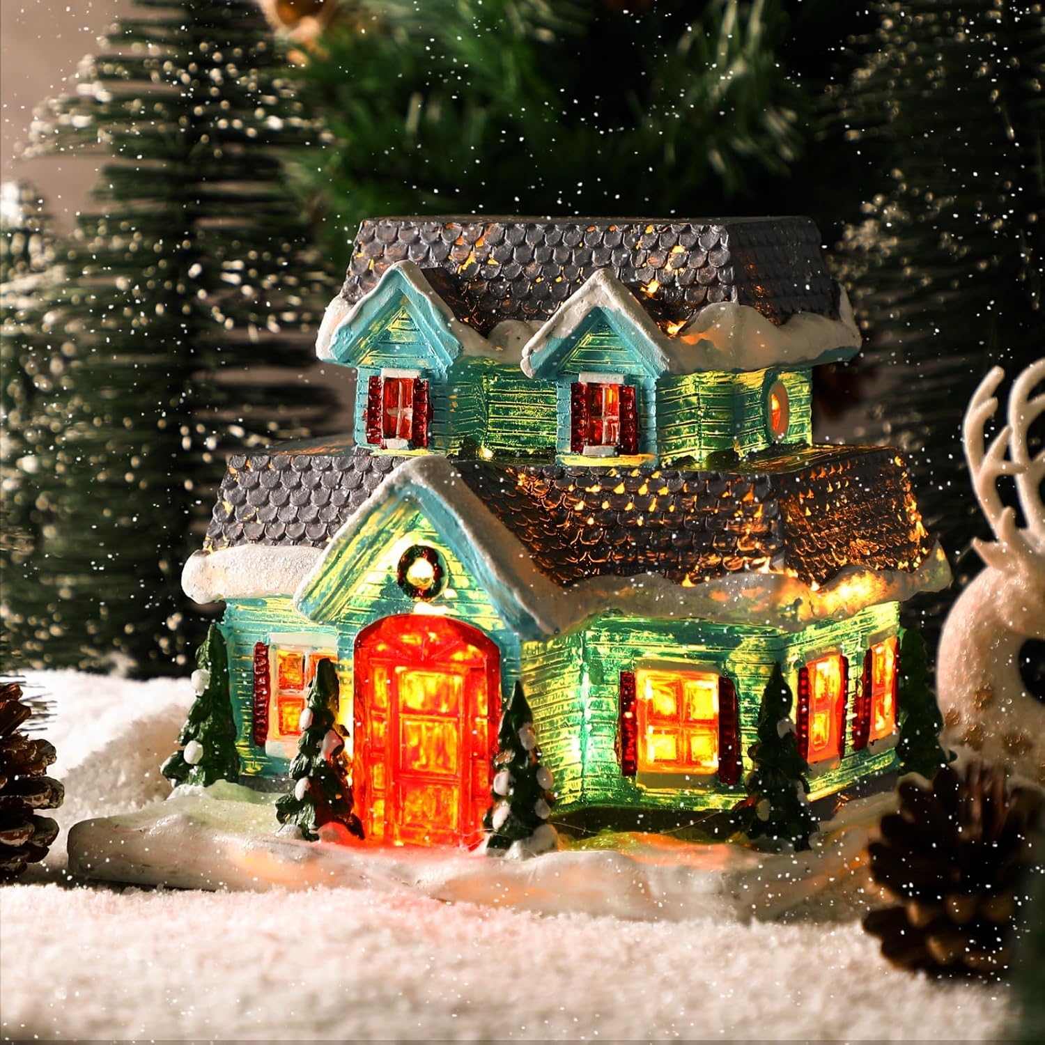 Amazon.com: WinnerWhy Large Christmas Village Houses with Warm Light ...
