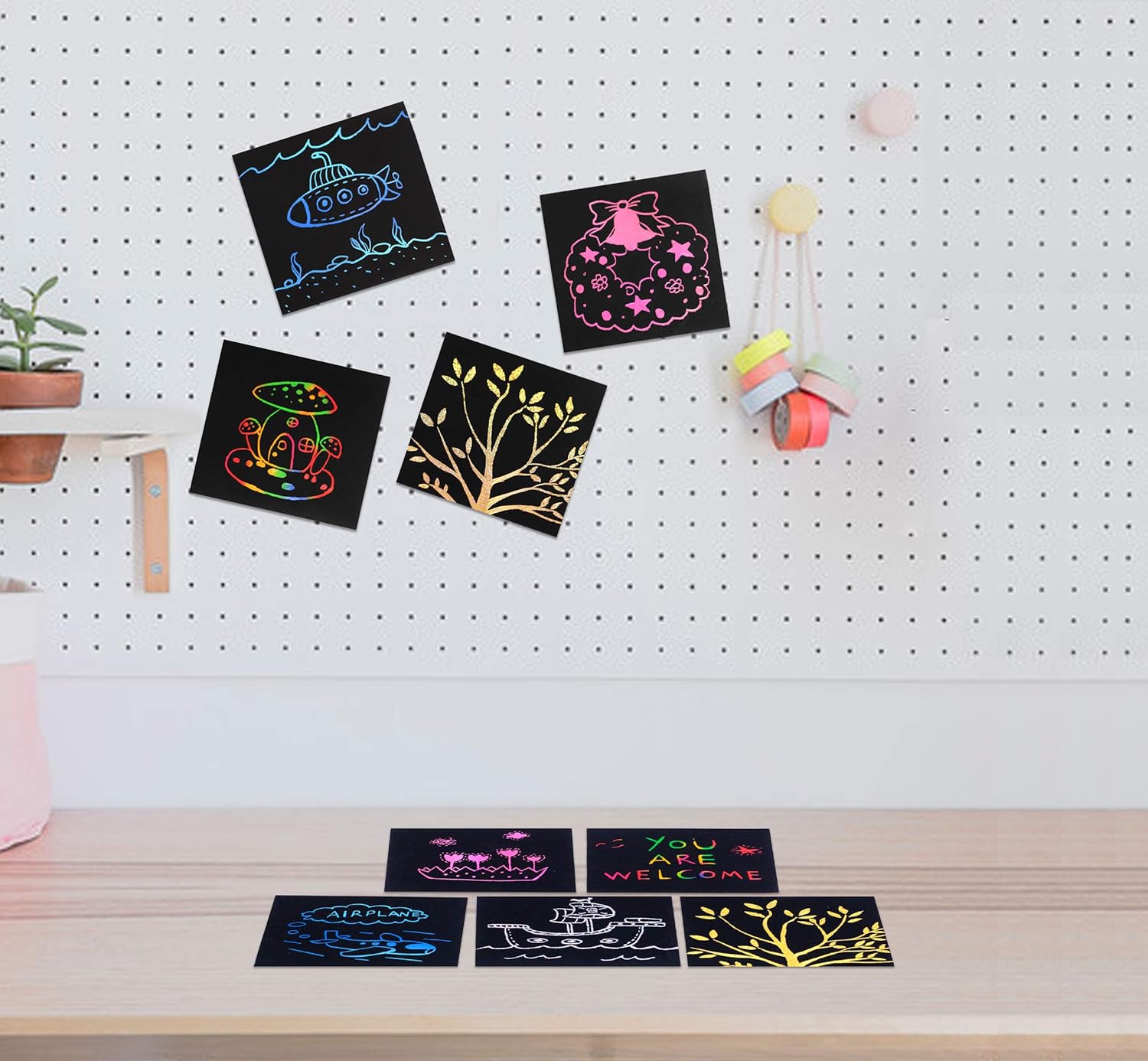 Buy Craftoy Scratch Art Notes Magic Scratch Note Off Paper Pads Cards ...