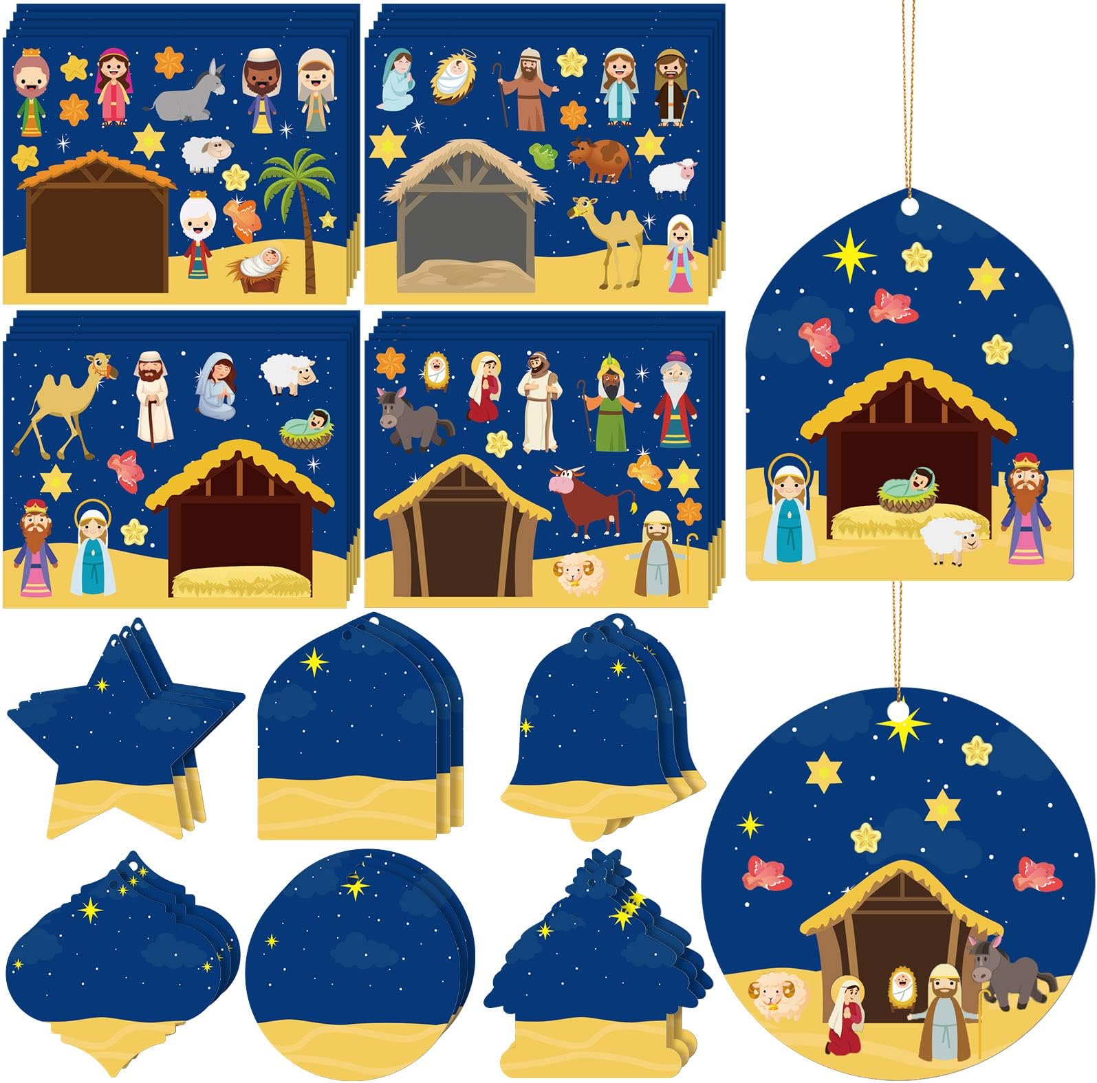 Amazon.com: Make a Nativity Scene Sticker Cardboard Ornament Craft Kit ...