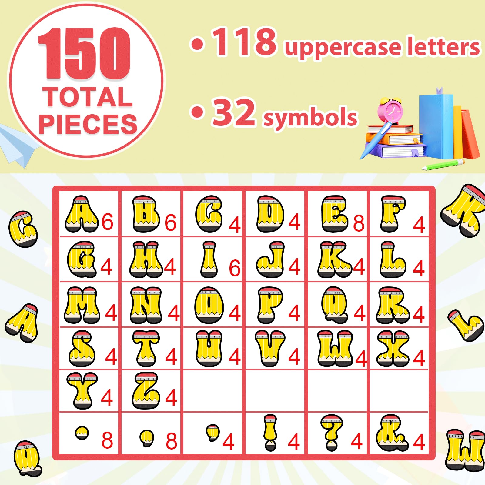Snapklik.com : 150 PCS Large 6" Bulletin Board Letters Set, Pencil ...