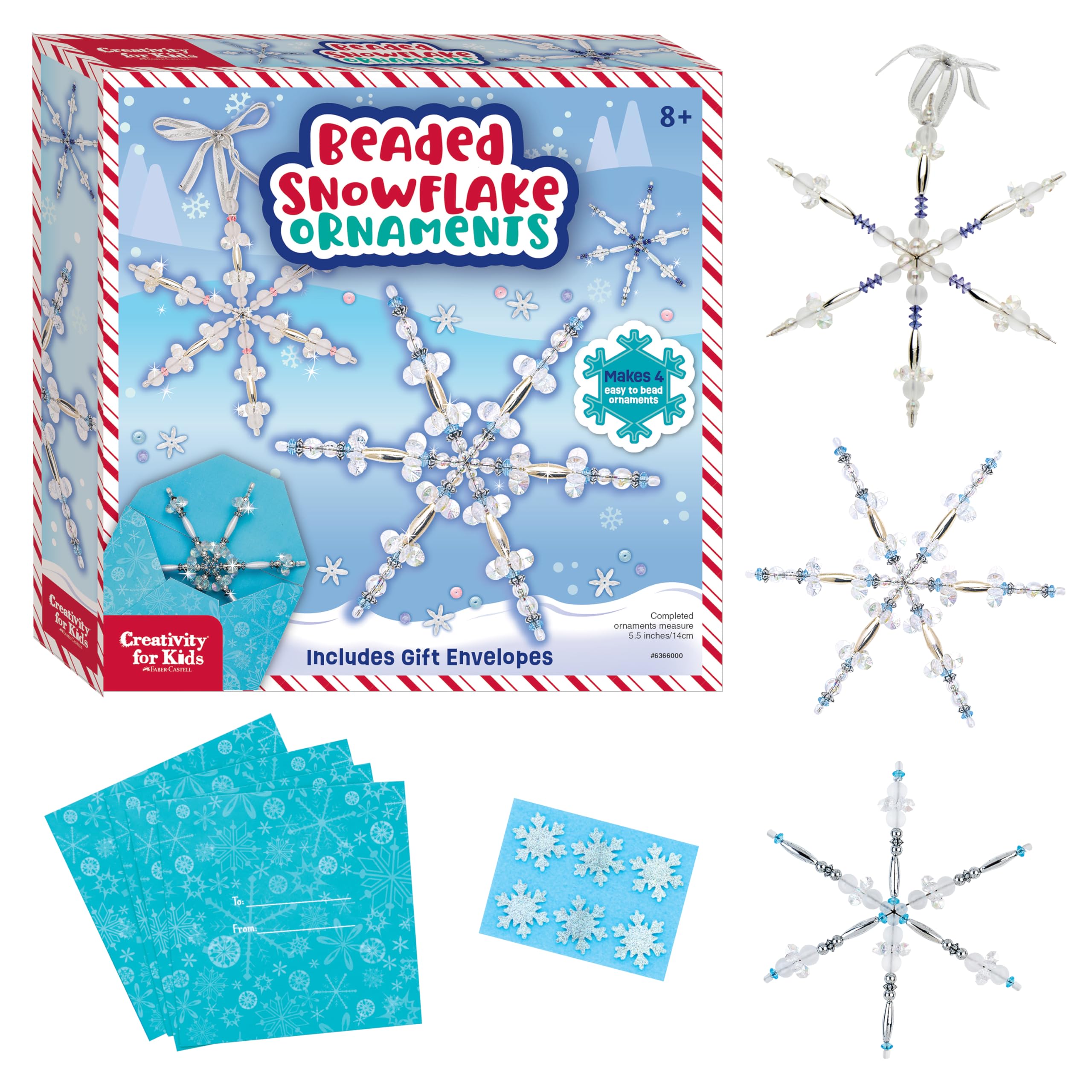 Amazon.com: Creativity for Kids Beaded Snowflake Ornaments: Create 4 ...