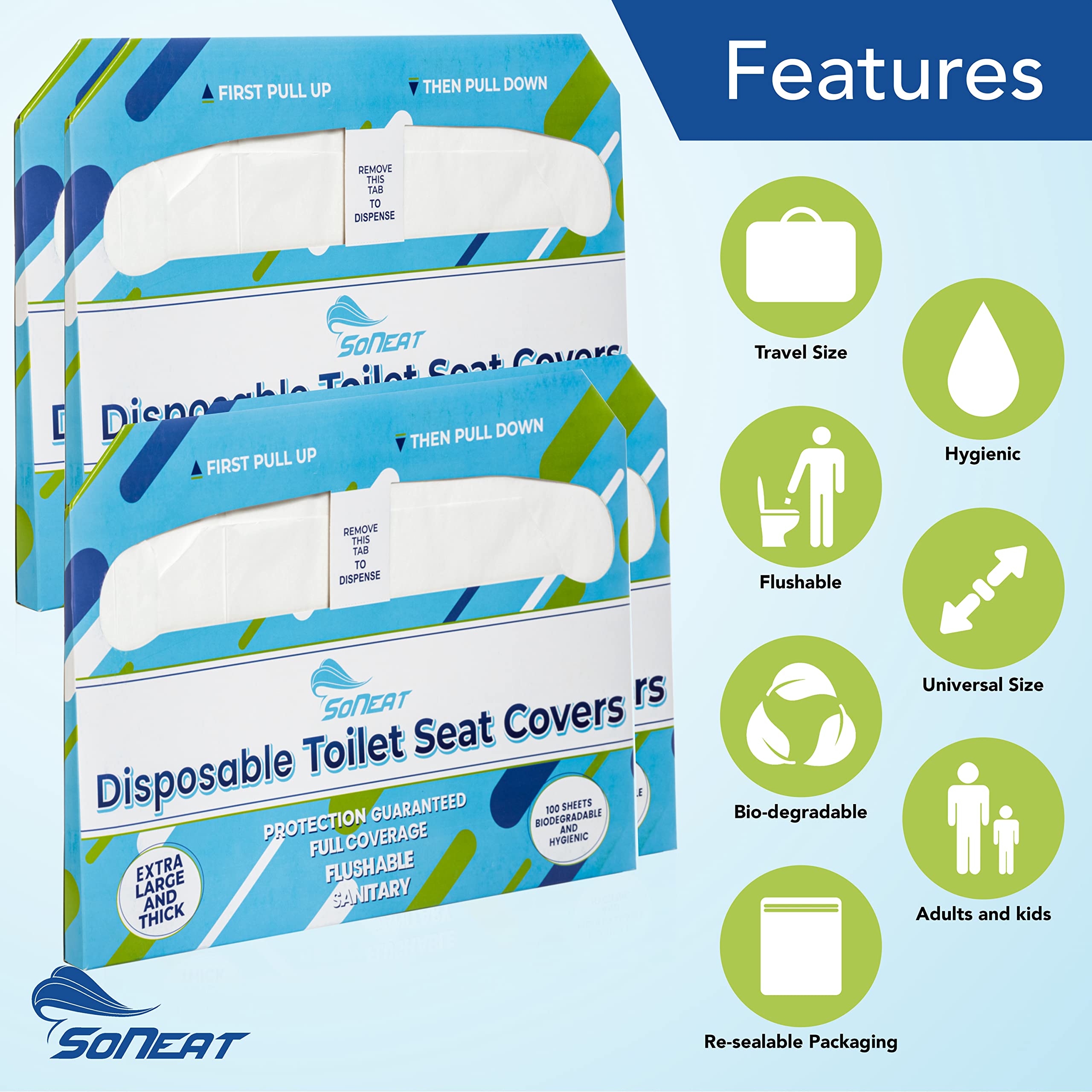 Snapklik.com : Disposable Toilet Seat Covers XL Half Fold Flushable 400 ...
