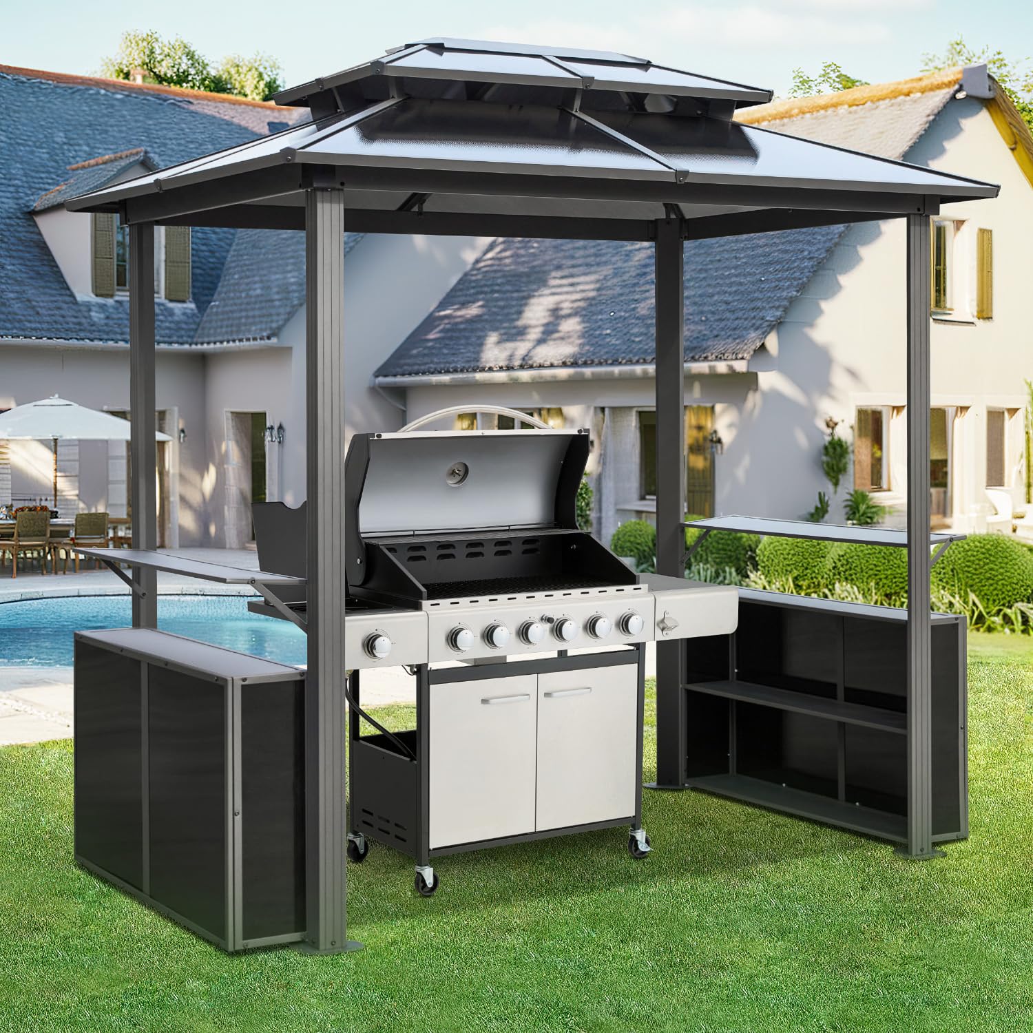 Amazon.com : MELLCOM Grill Gazebo 8 x 6 FT, Outdoor Barbecue Gazebo ...
