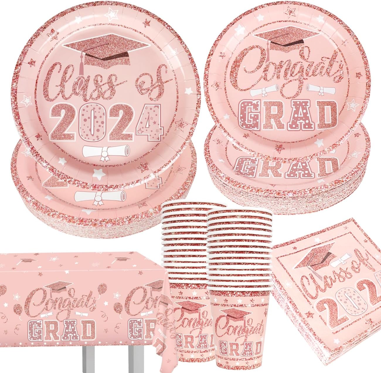 Amazon.com: Graduation Decorations Class of 2024 Pink Rose Gold ...