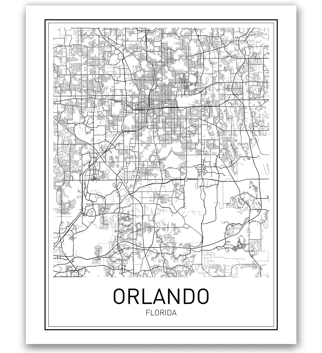 Orlando Poster Orlando Map of Orlando City Map Posters Modern Map Art ...