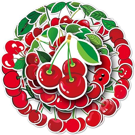 Amazon.com: 50 Pack Cherry Stickers Water Bottles Laptop Car ...