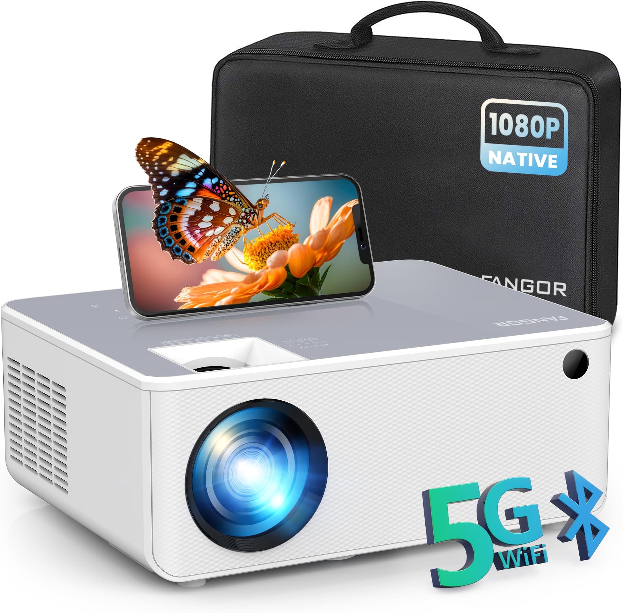 Amazon.com: FANGOR 5G WiFi Bluetooth Projector - Native 1080P HD ...