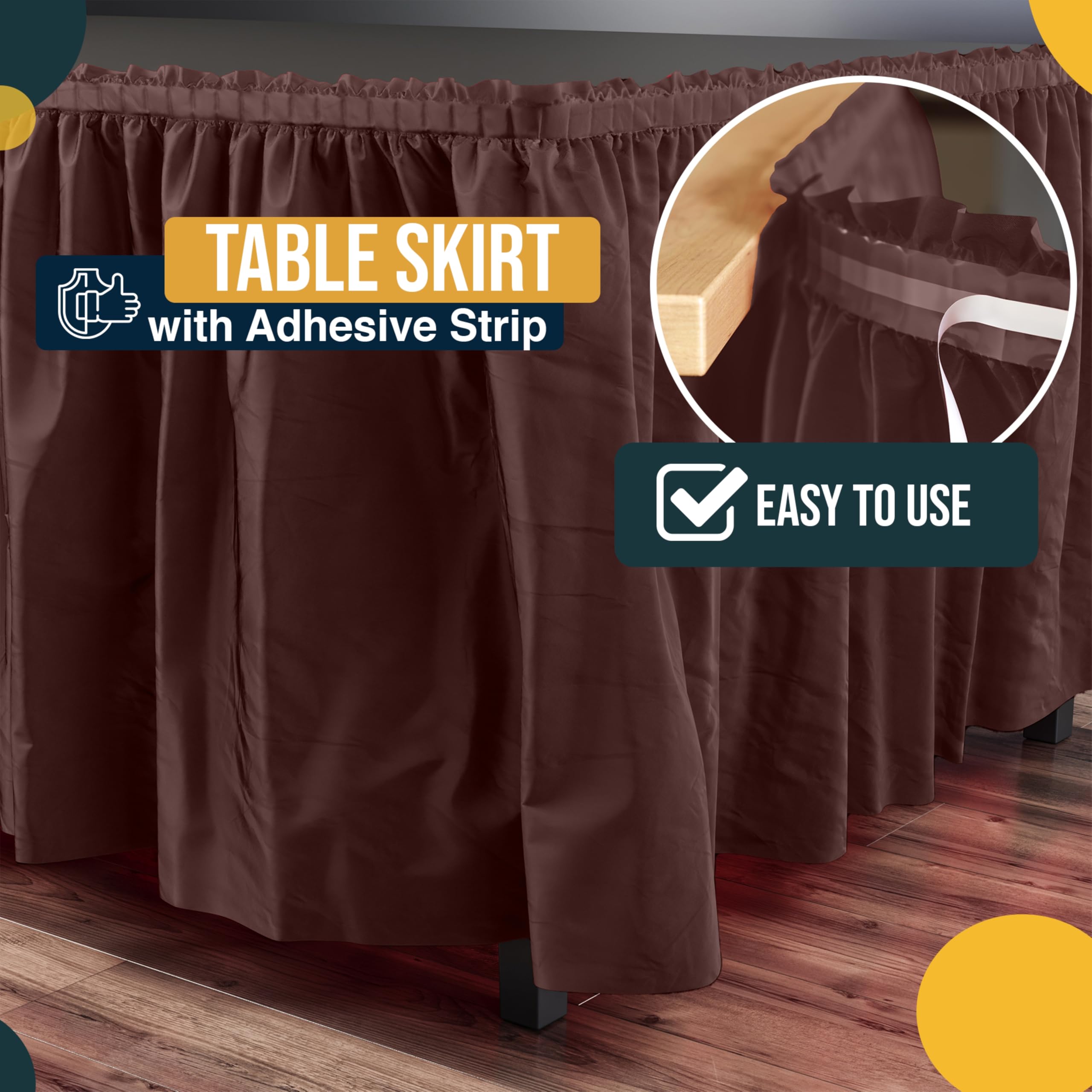 Snapklik.com : Exquisite Ruffle Table Skirt Brown 2 Pack 14 Ft Long ...