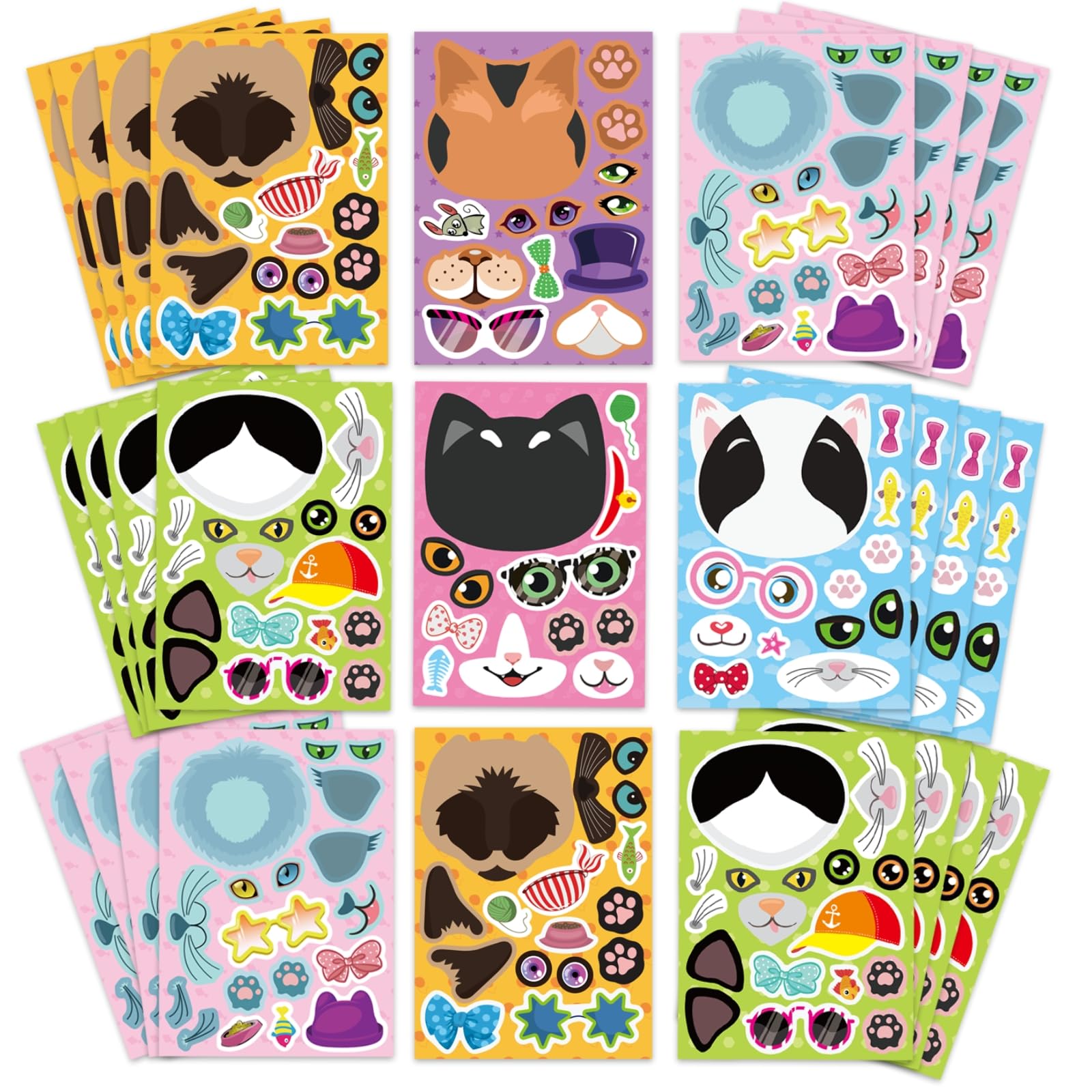 Amazon.com: 36 Sheets Create Your Own Sticker, Cat Stickers for Kids ...