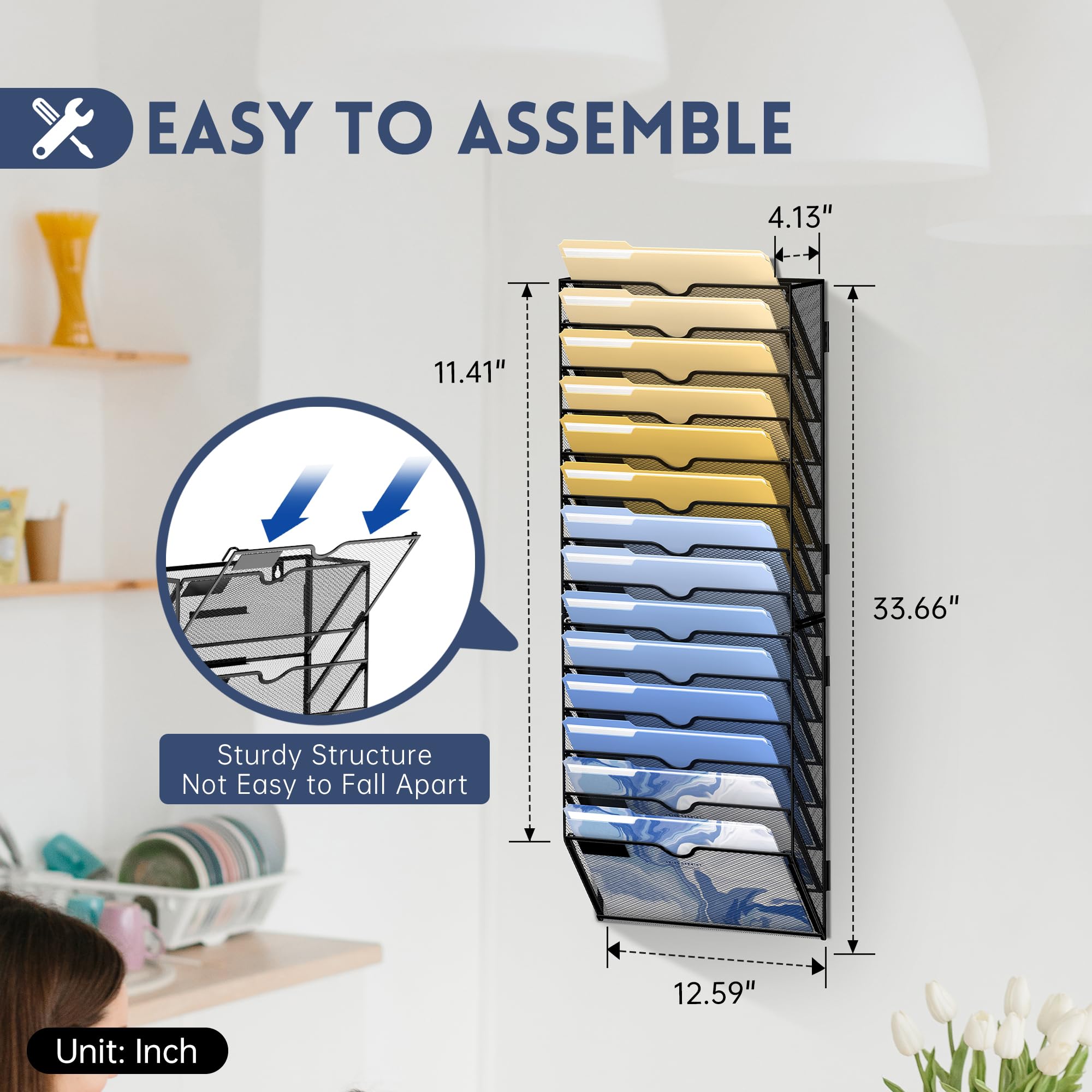 Snapklik.com : Wall File Organizer, 14 Tier Hanging File Organizer ...