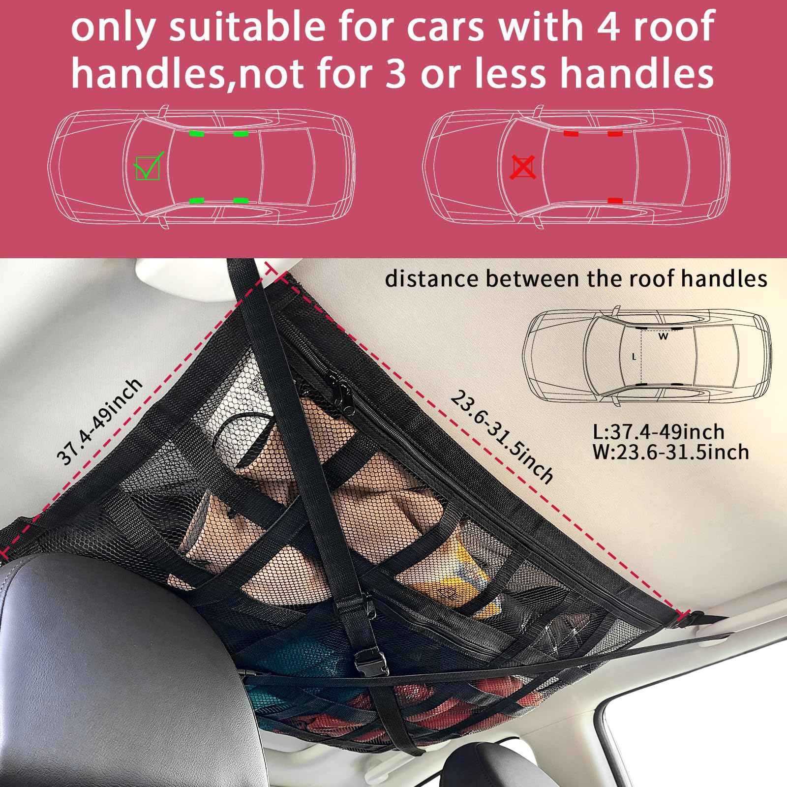 Snapklik.com : DEERMOTO Upgraded Car Ceiling Cargo Net 315x217 Car Roof ...