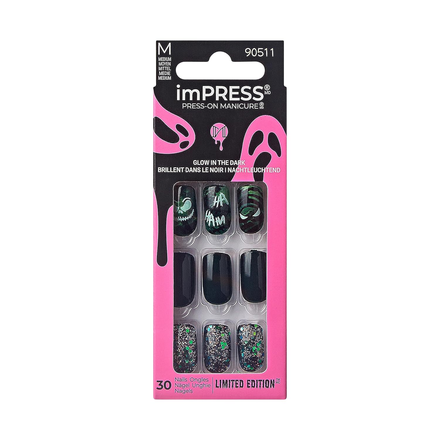 Amazon.com: KISS imPRESS Press-On Manicure Halloween, Green, Medium ...