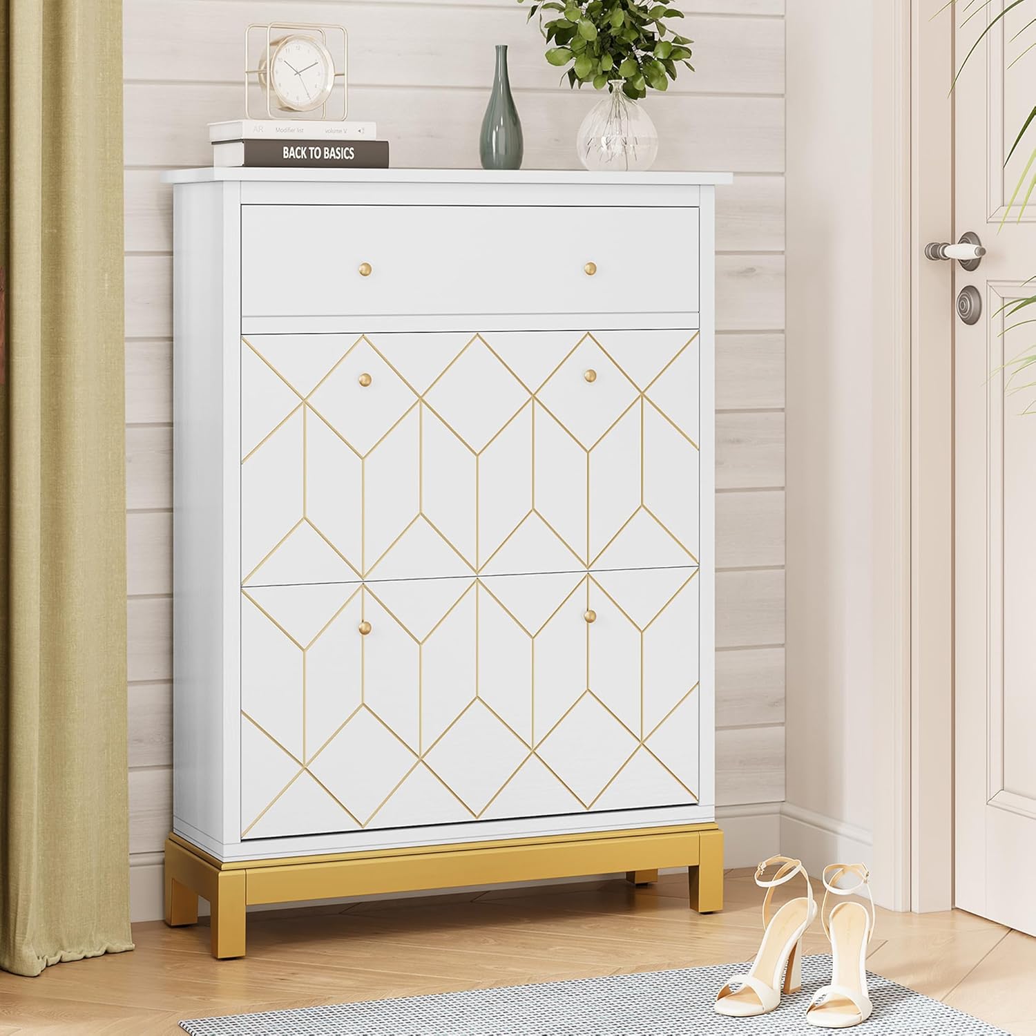 Amazon.com: HLR Space Saving Hidden Shoe Cabinet with 2 Flip Doors 1 ...