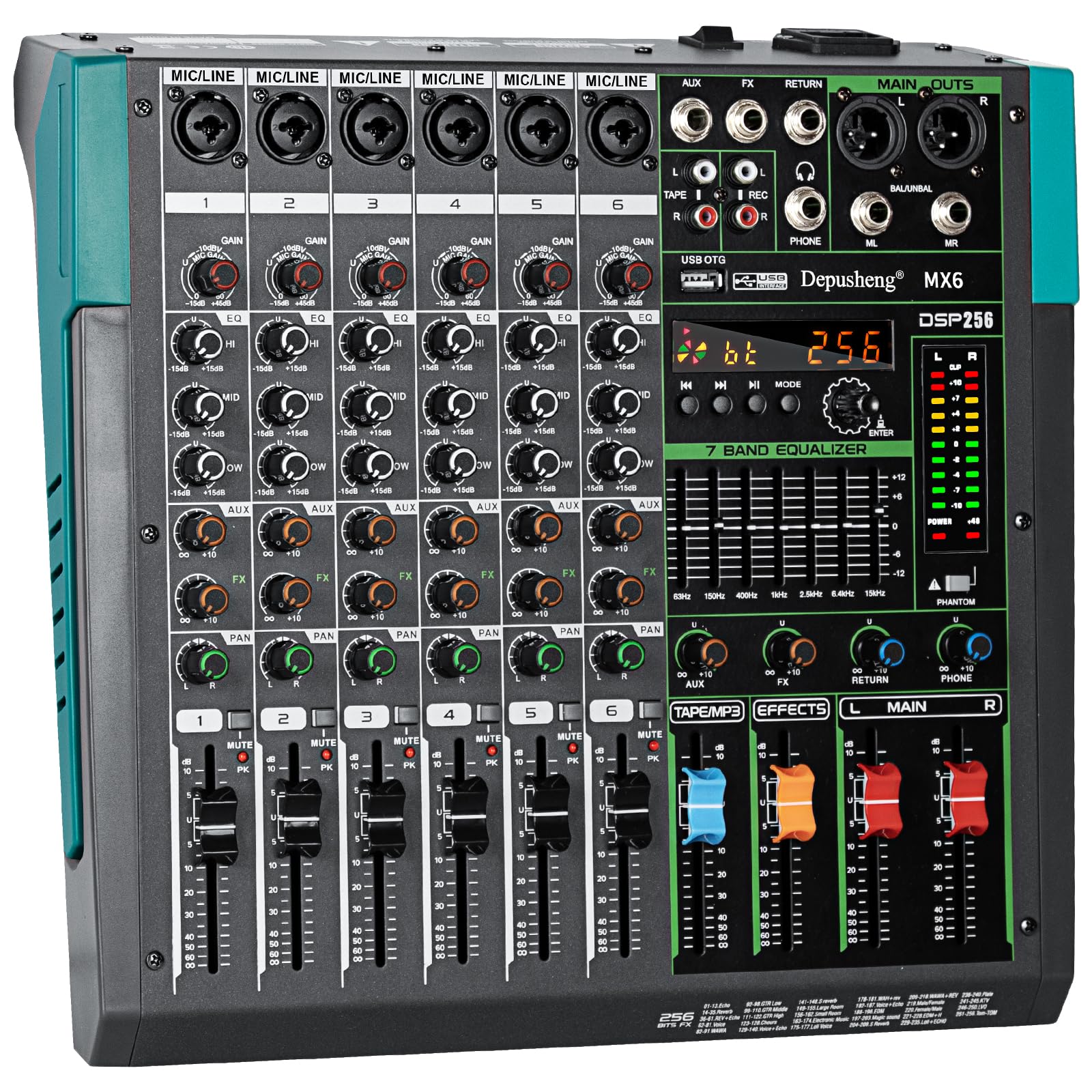 Amazon.com: Depusheng MX6 6 Channel Sound Mixer Audio Mixing Console ...