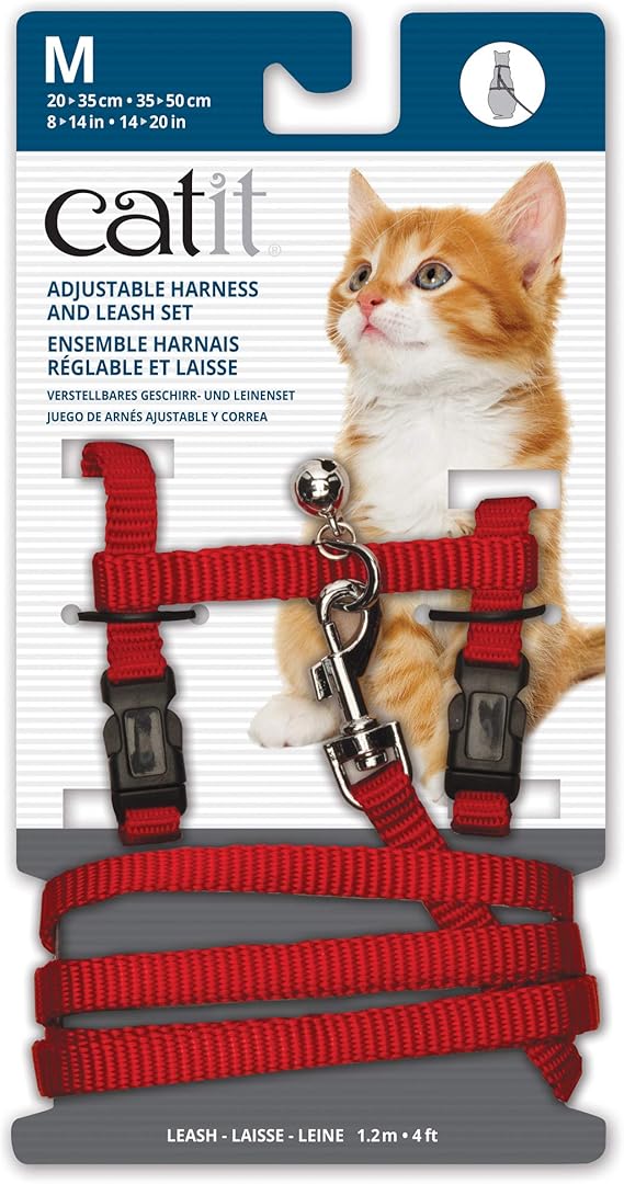 Amazon.com: Catit Nylon Adjustable Cat Harness and Leash Set, Medium, Red
