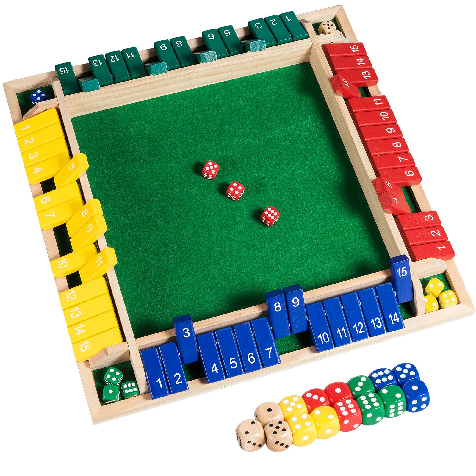Amazon.com: Upgraded 16.54'' Shut The Box Dice Game 4 Player-Colorful ...