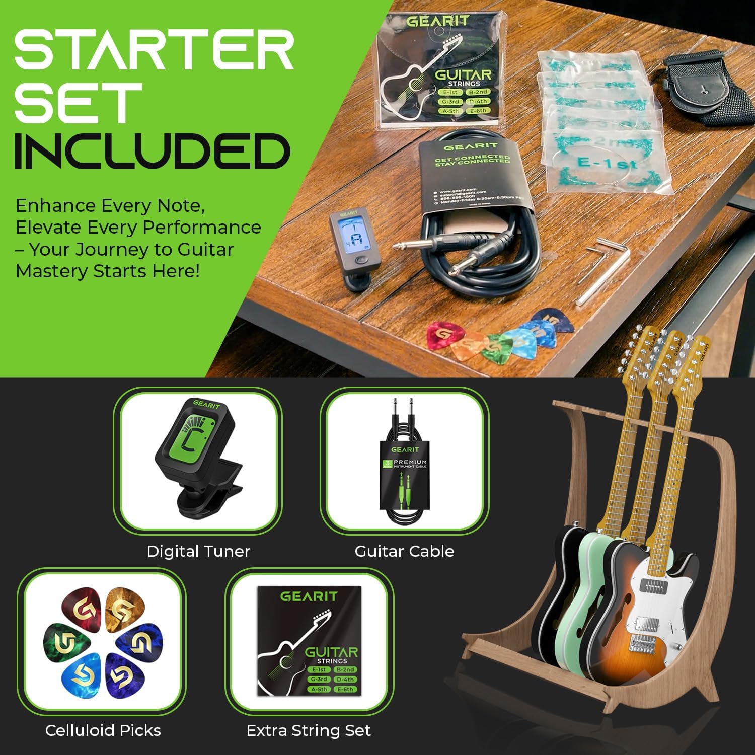 GearIT Electric Guitar Premium Ash Tonewood, Thinline Semi-Hollow Body ...