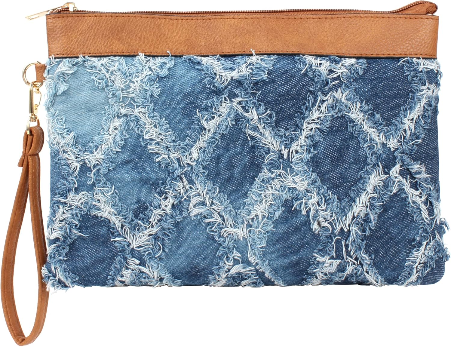 ZLM BAG US Women Distressed Denim Evening Purse Pu Leather Clutch ...