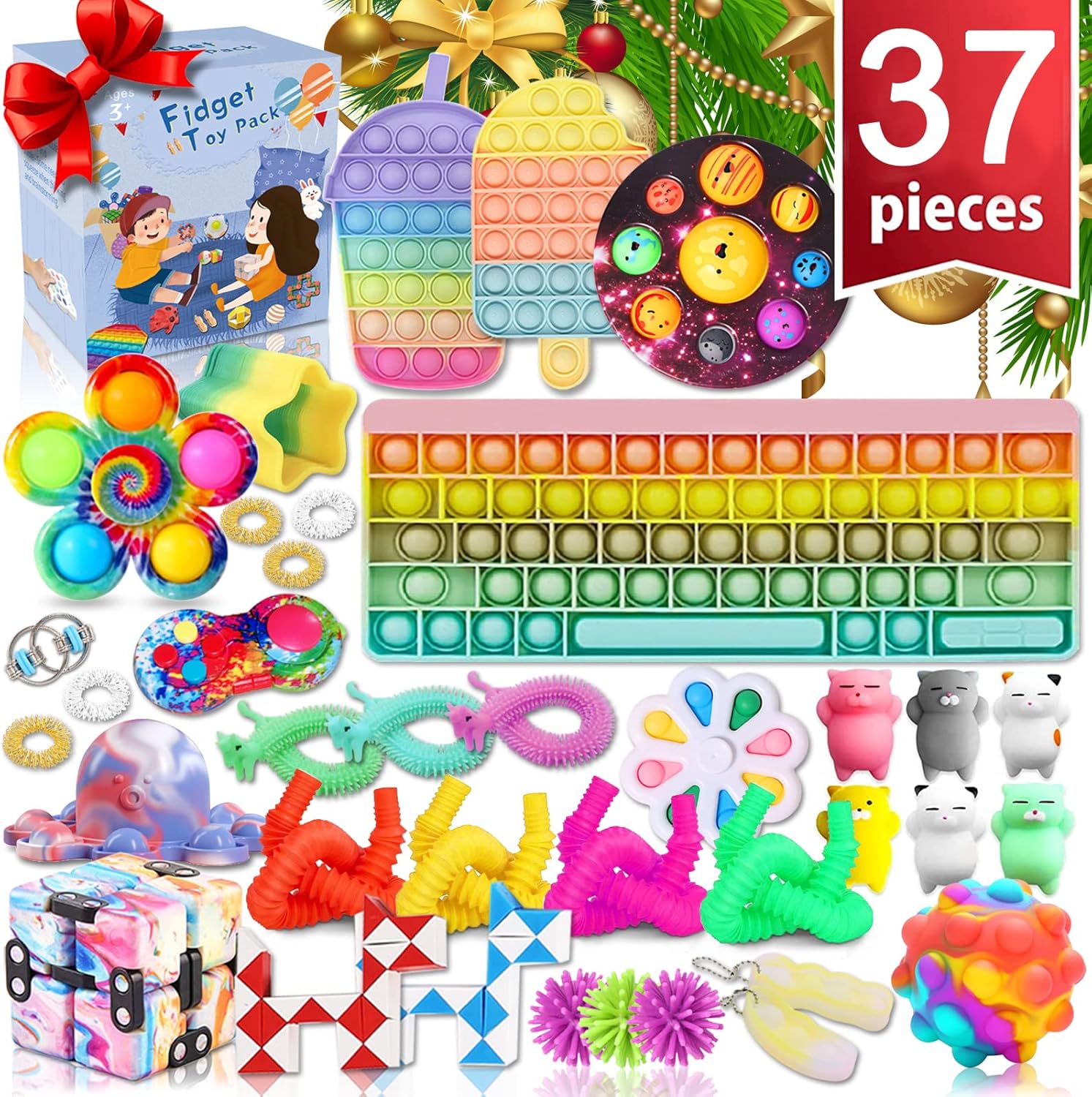 Keyboard Fidget Toys Packs Fidget Toy Set, TIK Tok Pop Sensory Fidget ...