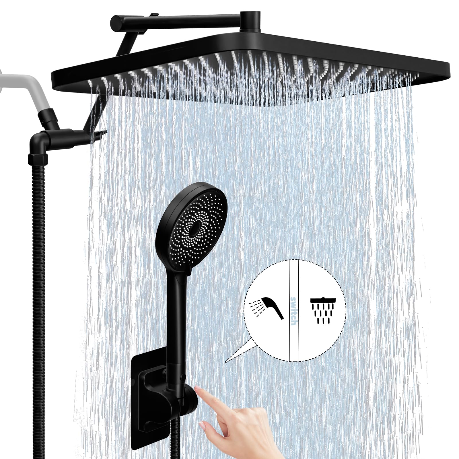 13" Rainfall Shower Head with Handheld Spray Combo, Dual Waterfall ...