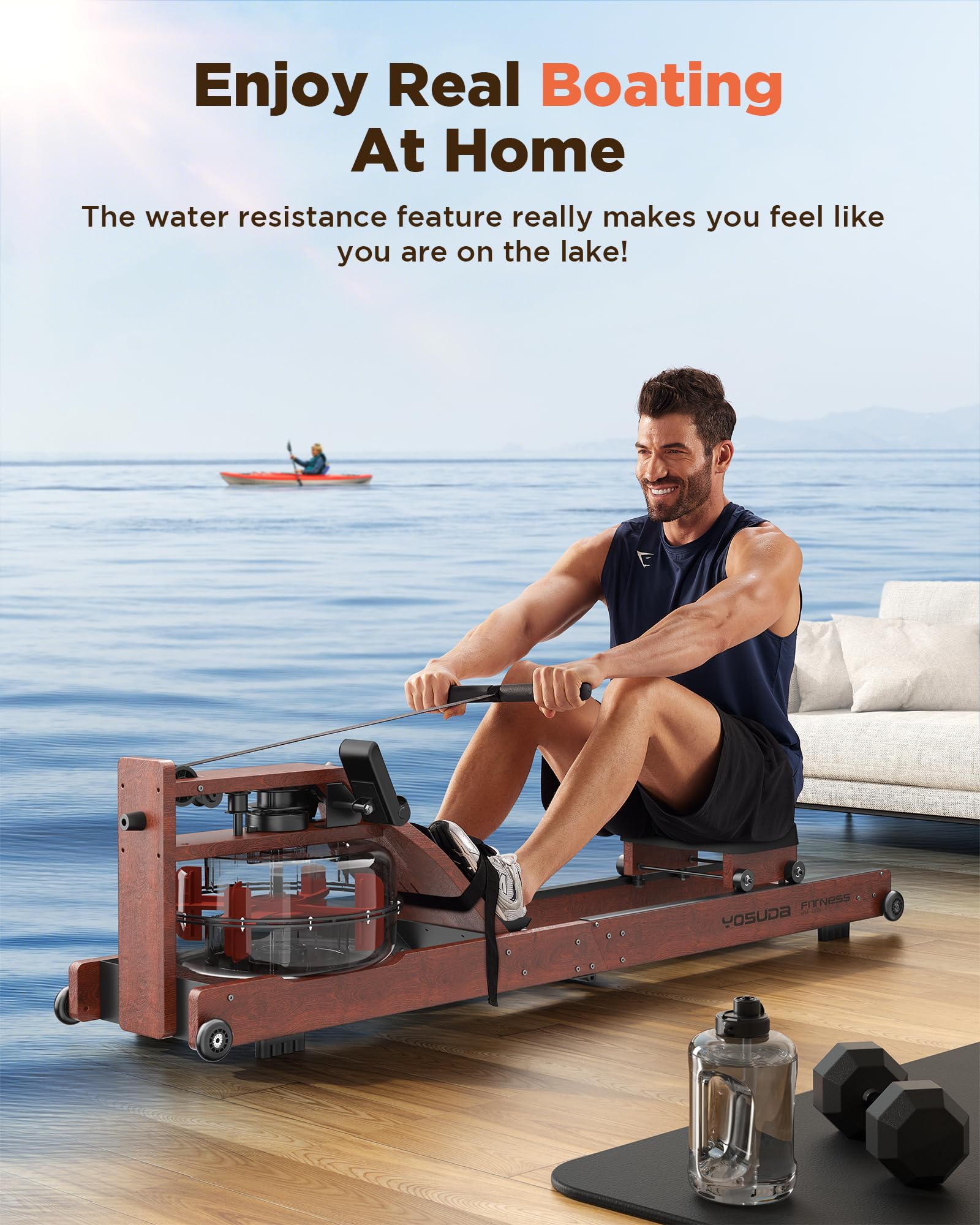 YOSUDA Water Rowing Machines for Home Use 400LBS Weight Capacity ...