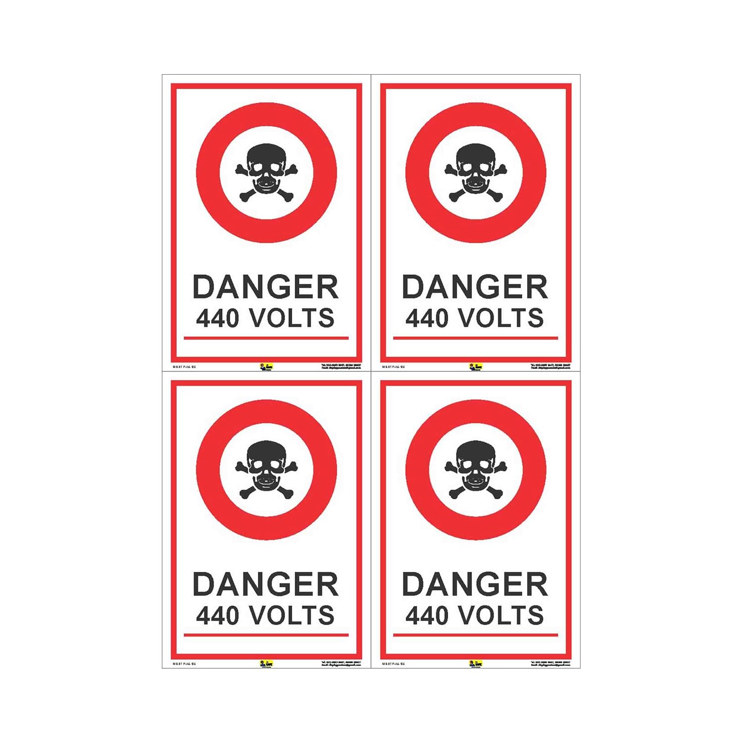 Mr. Safe - Danger 440 Volts Signs PVC Sticker A5 Pack of 4 (5.8 INCH X ...