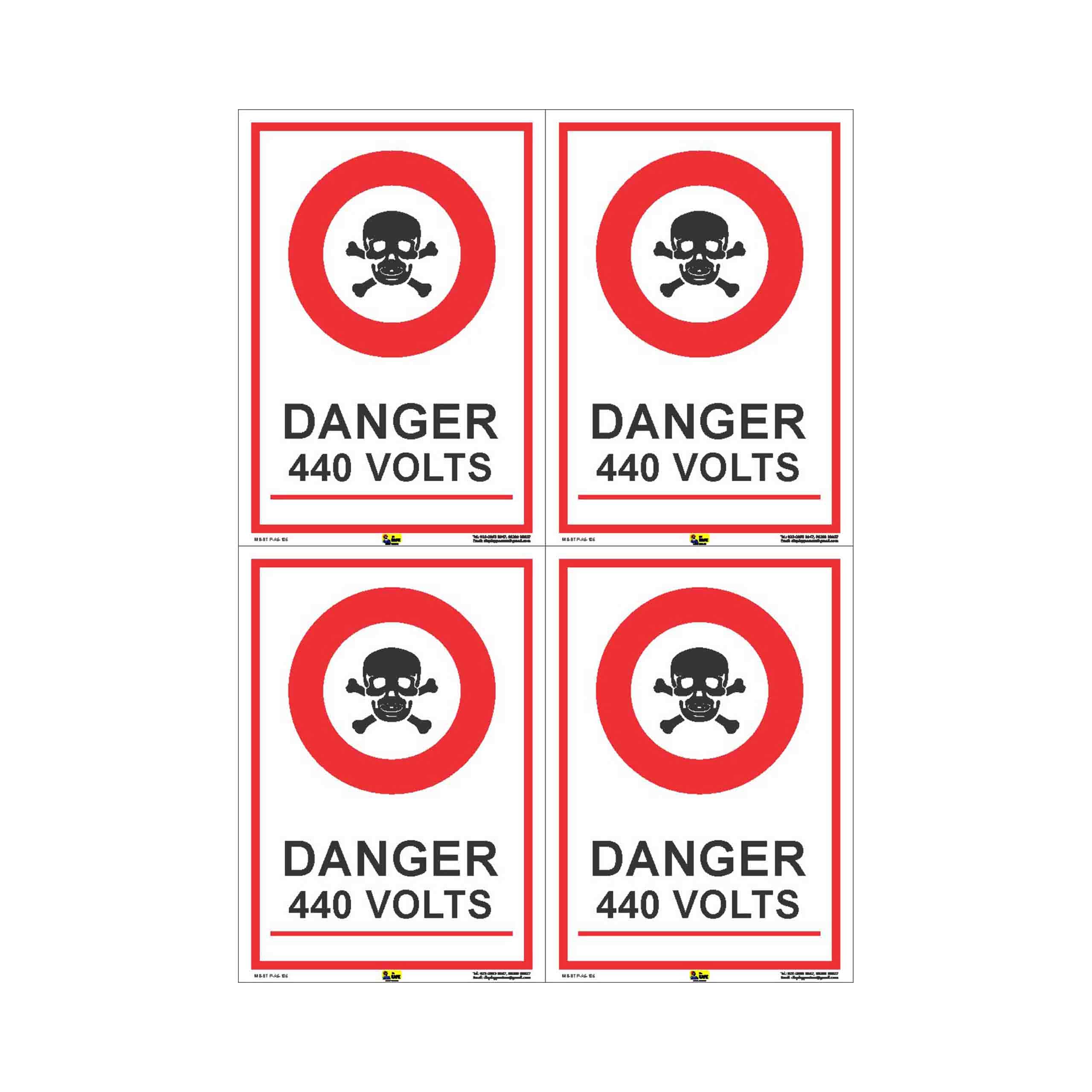 Mr. Safe - Danger 440 Volts Signs Eco Vinyl Sticker A5 Pack of 4 (5.8 ...