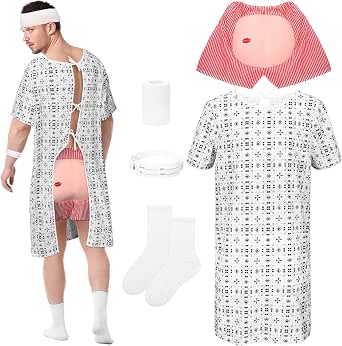 Amazon.com: JcHrmers 5 Pcs Patient Gown Cosplay Costume with Hospital ...