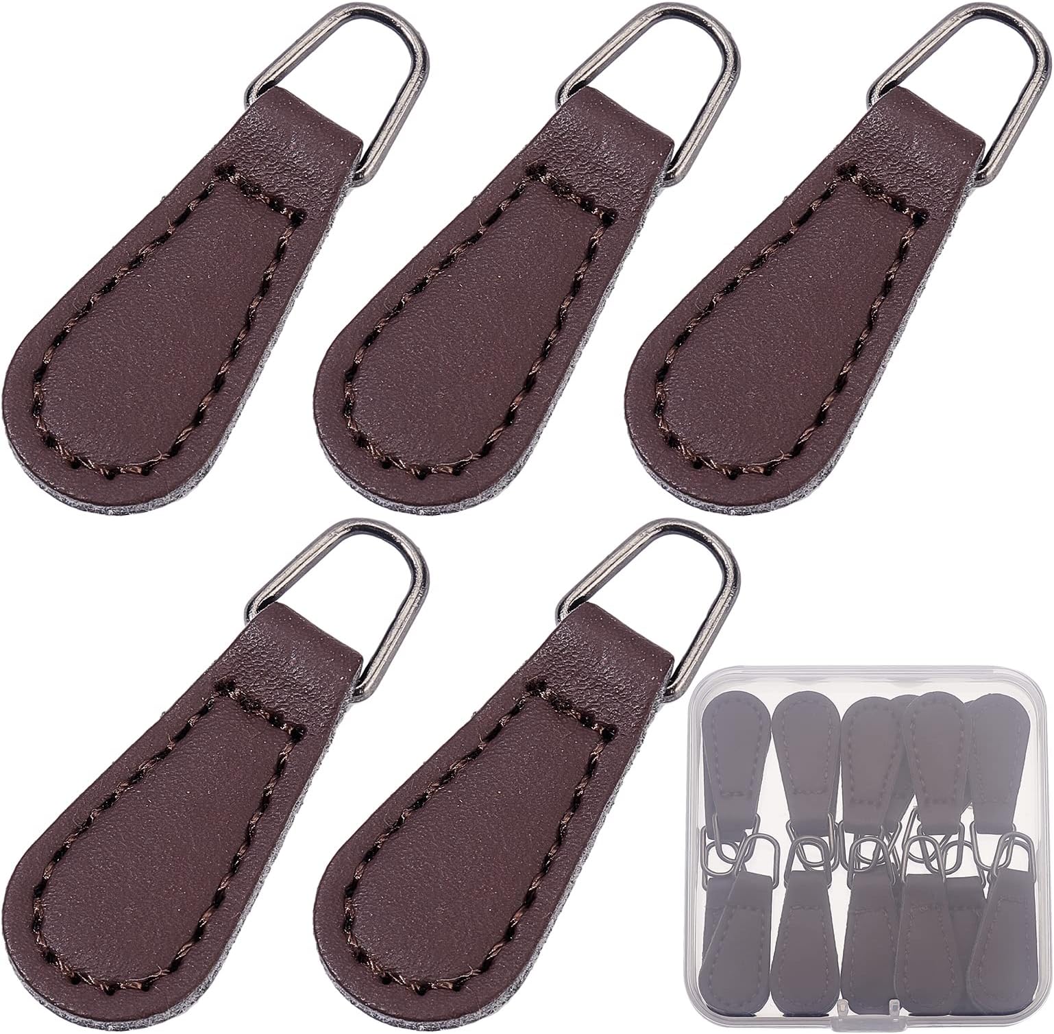 Amazon.com: GORGECRAFT 1 Box 20PCS Leather Zipper Pulls Dark Brown Zip ...