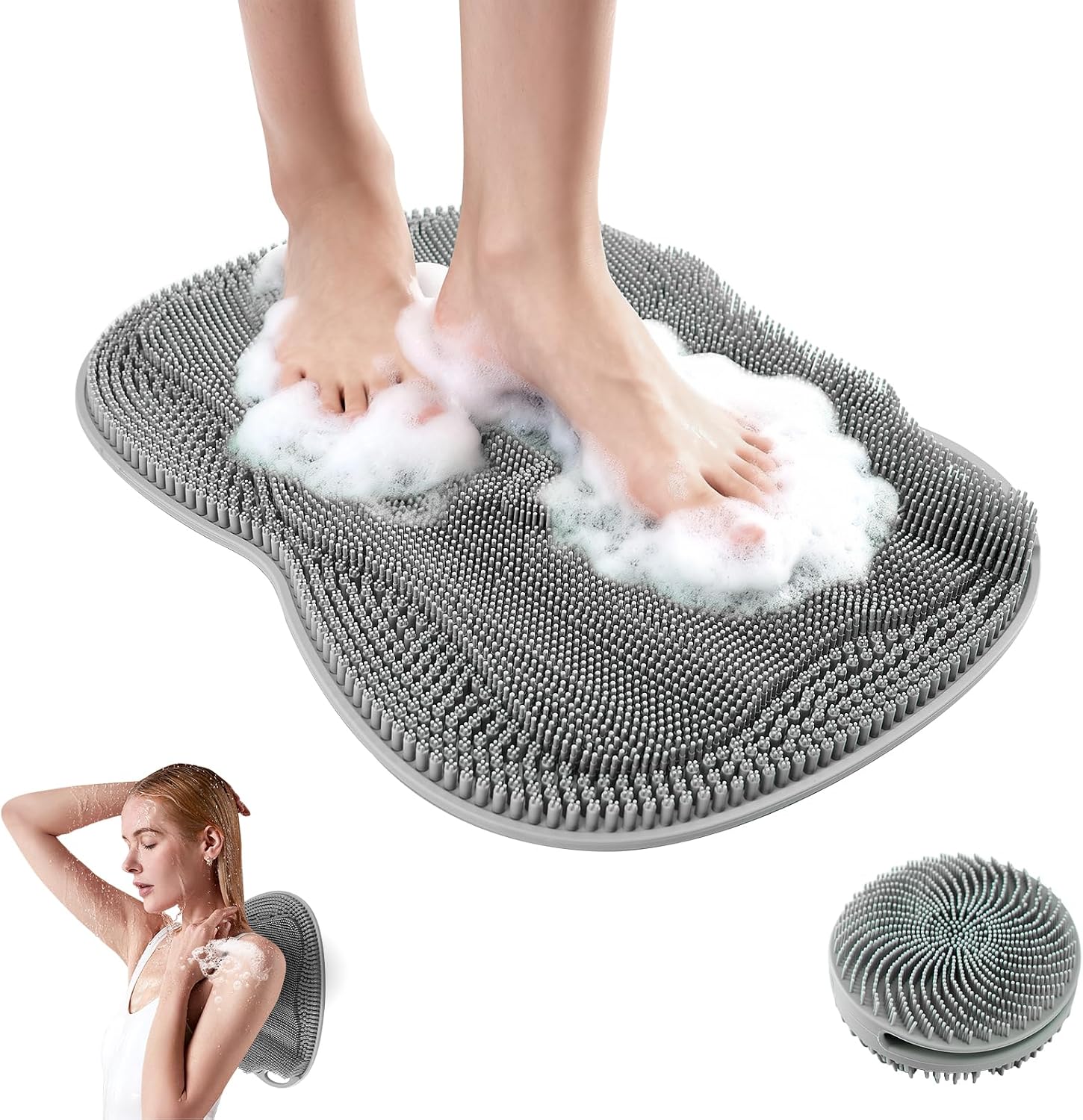 EaTubano Shower Foot Scrubber Mat, Silicone Foot Massage Back Scrubber ...