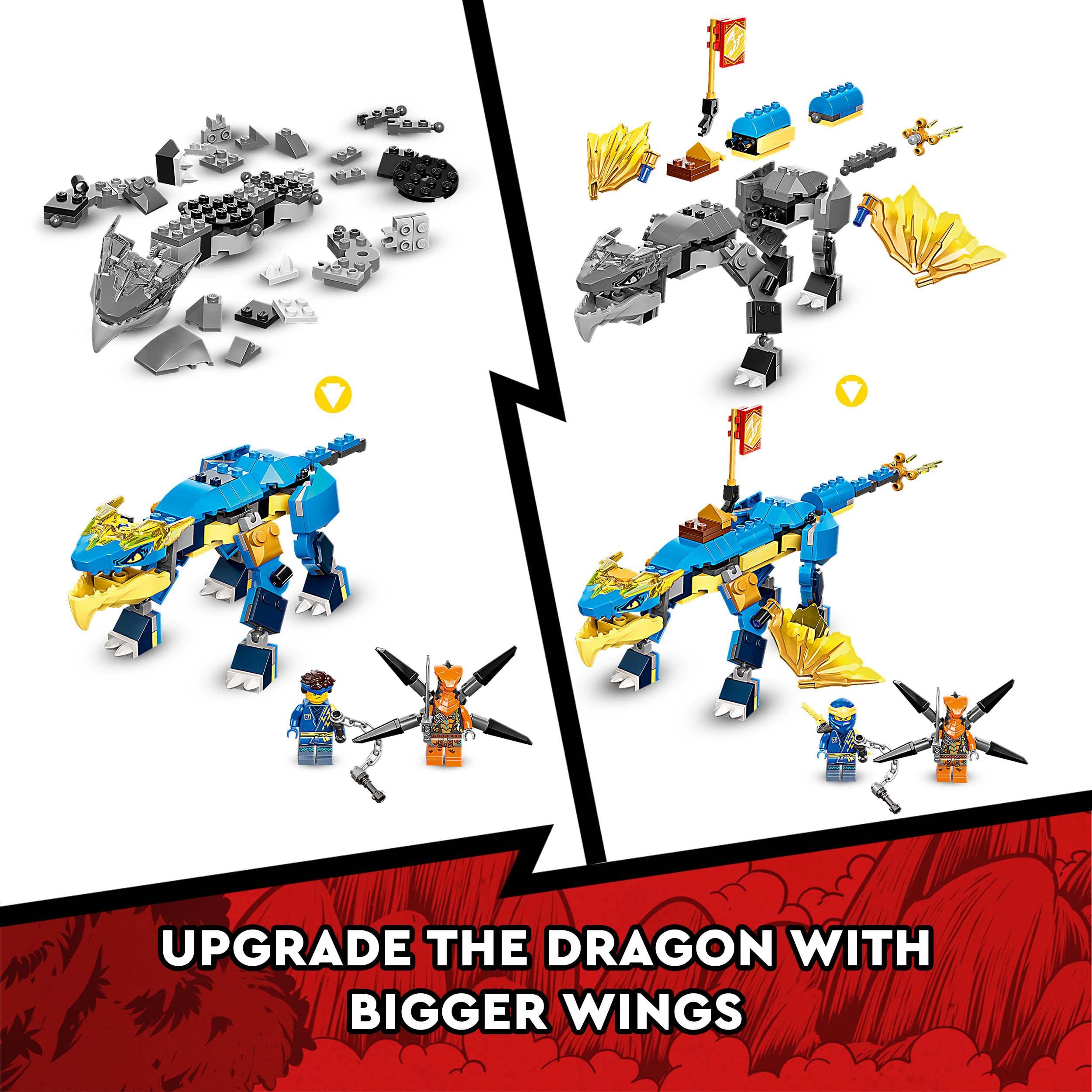 LEGO 71760 NINJAGO Jay’s Thunder Dragon EVO Toy Figure and Viper Snake ...