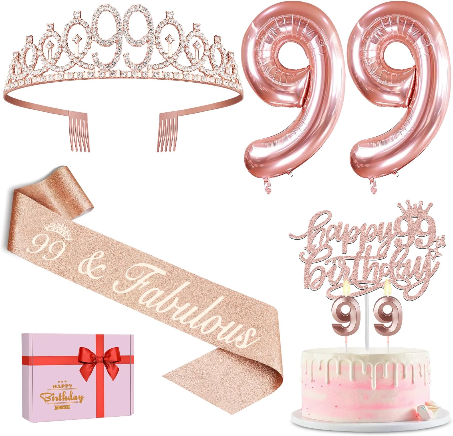 Amazon.com: PAKBOOM Happy 99th Birthday Banner Backdrop - 99 Birthday ...