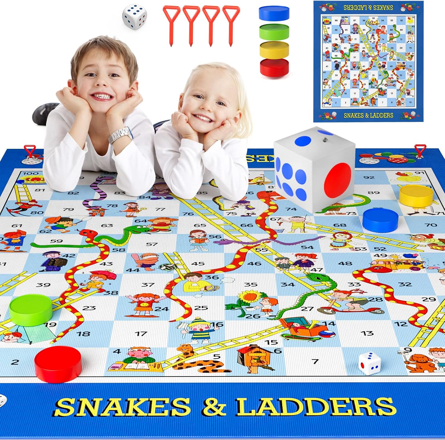 XQW Traditional Game-Snakes and ladders Giant,Juego Gigante de ...