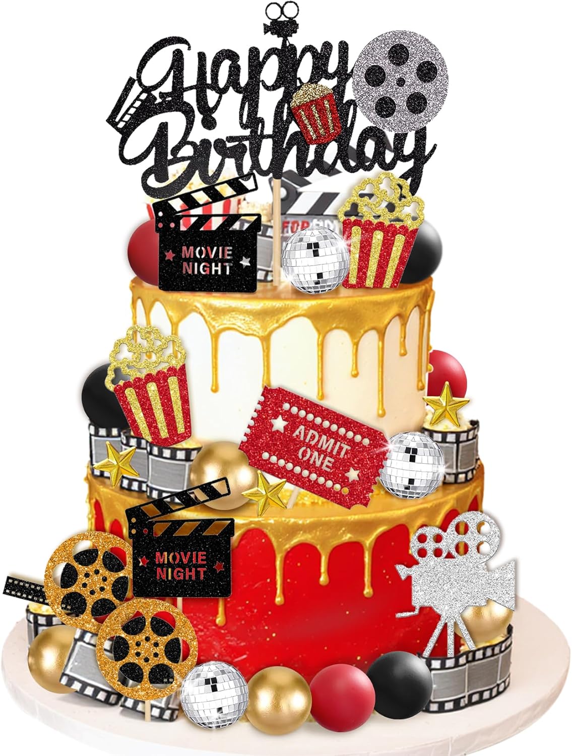 Amazon.com: 39Pcs Movie Cake Topper Theater Cake Decorations for Movie ...