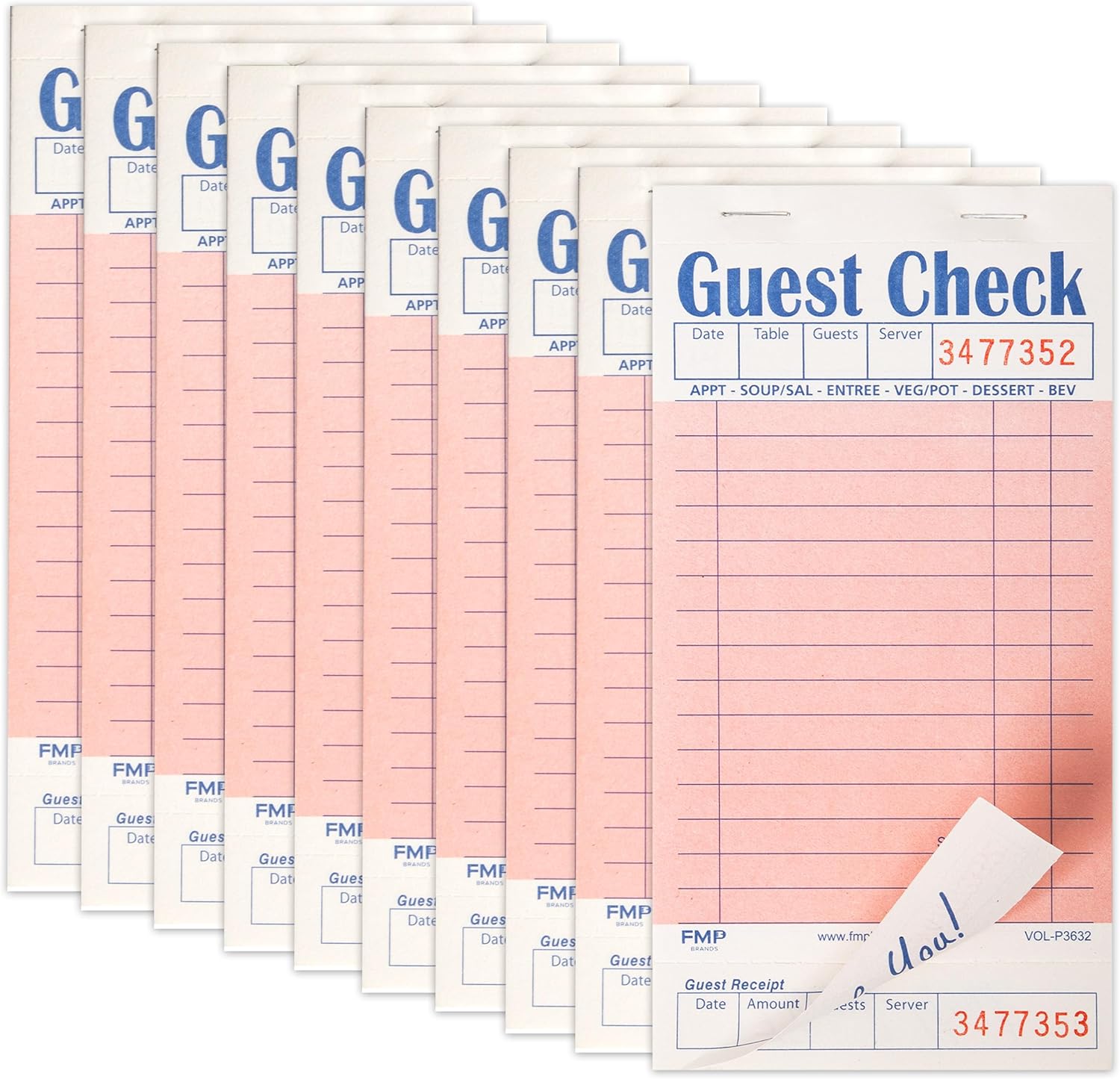 Amazon.com: FMP Brands Guest Check Books for Servers, Server Note Pads ...