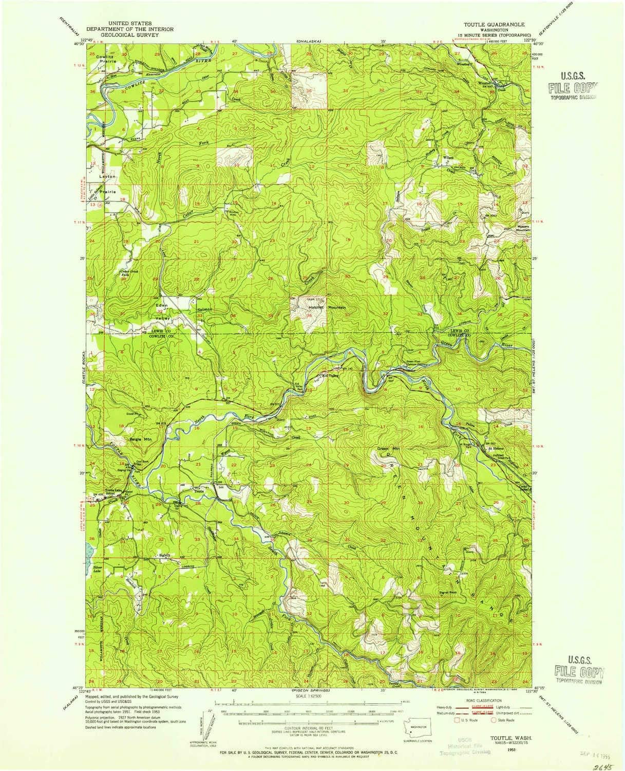 Amazon.com : YellowMaps Toutle WA topo map, 1:62500 Scale, 15 X 15 ...