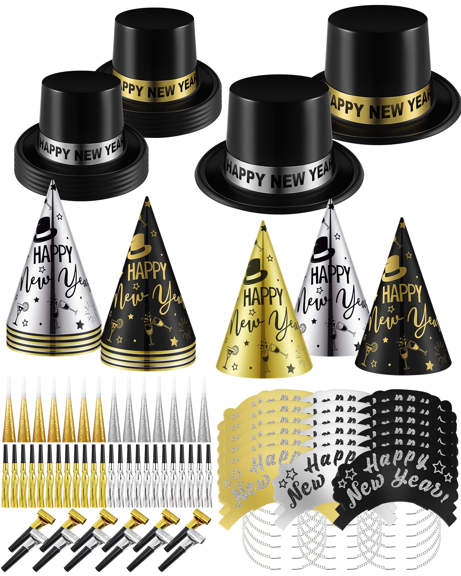 Amazon.com: Shappy 100 Pcs 2025 New Years Eve Party Supplies Includes ...
